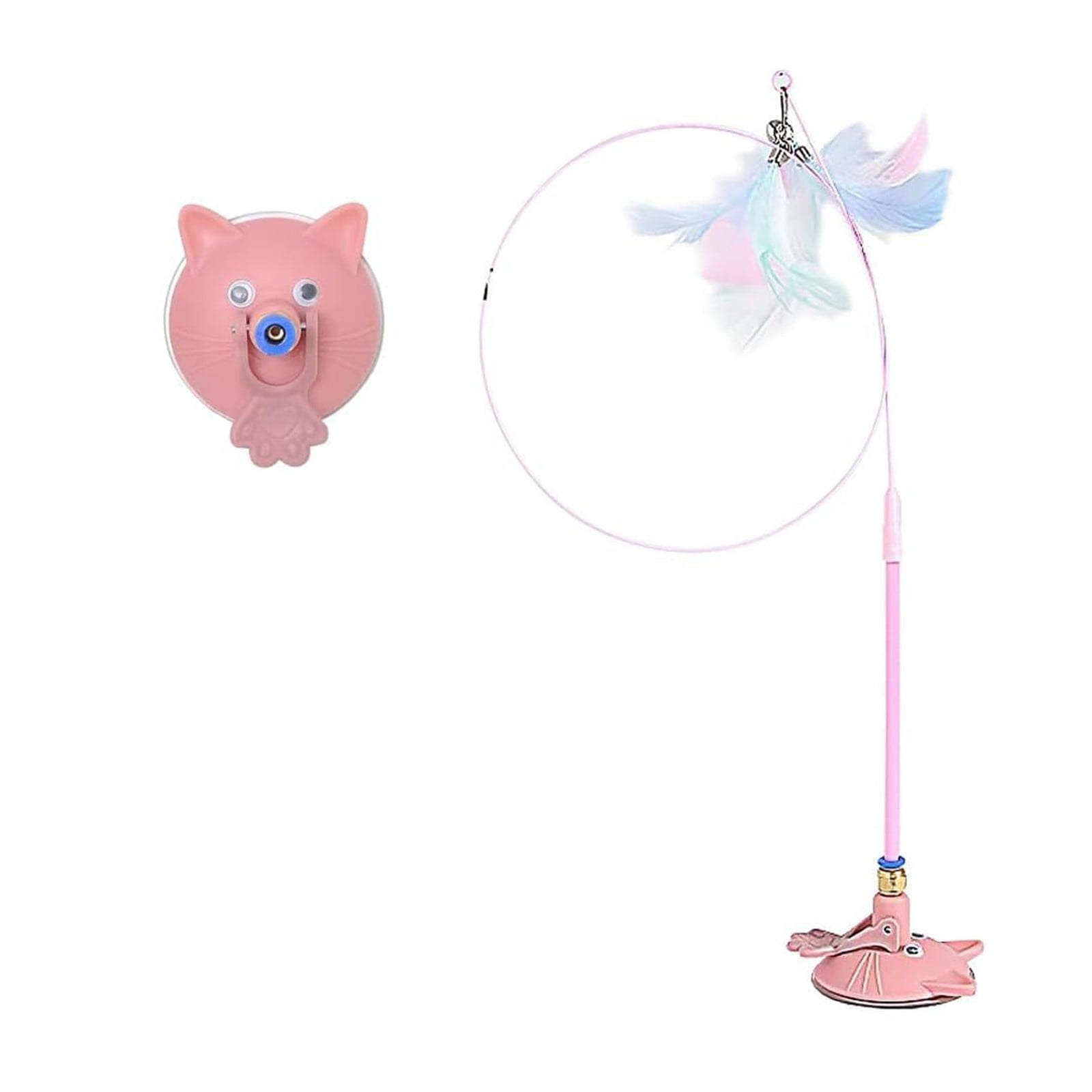 JIhuahe Feather Cat Toy with Long Pole and Suction Cup, Interactive Wand for Indoor Cats ...