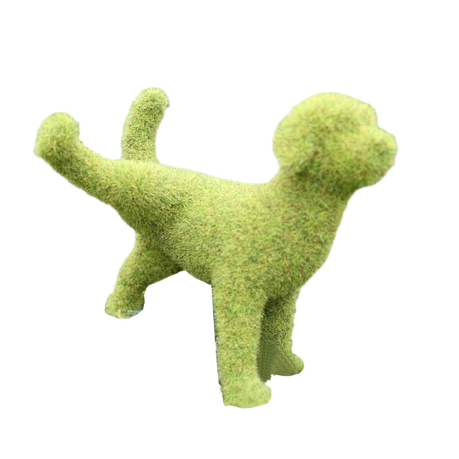 JIhuahe Green Flocked Artificial Puppy Dog Statue, Outdoor Realistic ...