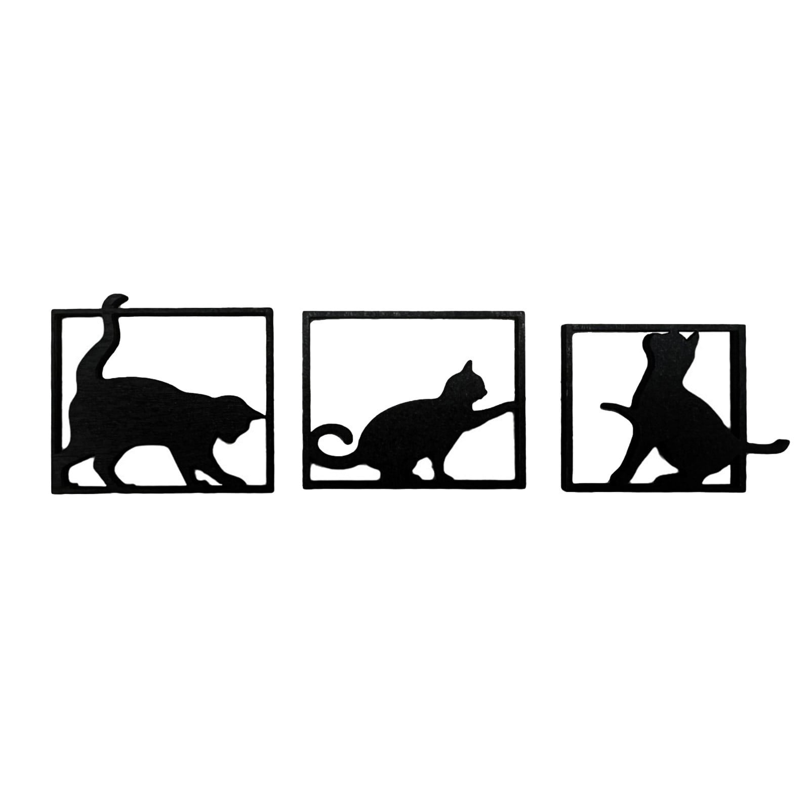 JIhuahe Minimalist Black Cat Wooden Wall Display Decoration, Simple ...