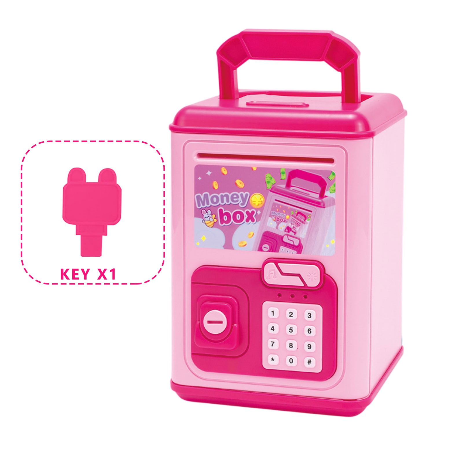 JIhuahe Safe Deposit Money Box for Kids, Children's Large Storage Bank with Lights, Music, and ...