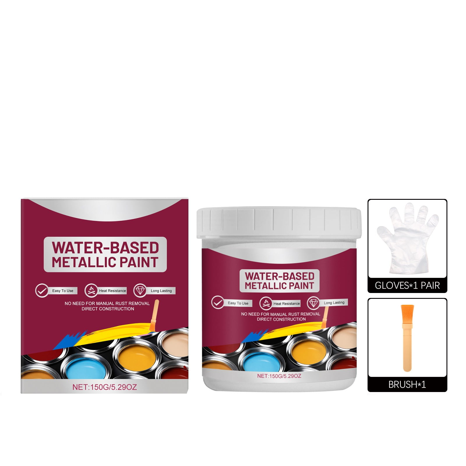 JIhuahe Water-Based Metal Anti-Rust Paint, 5.3 oz Iron Slag Converter ...