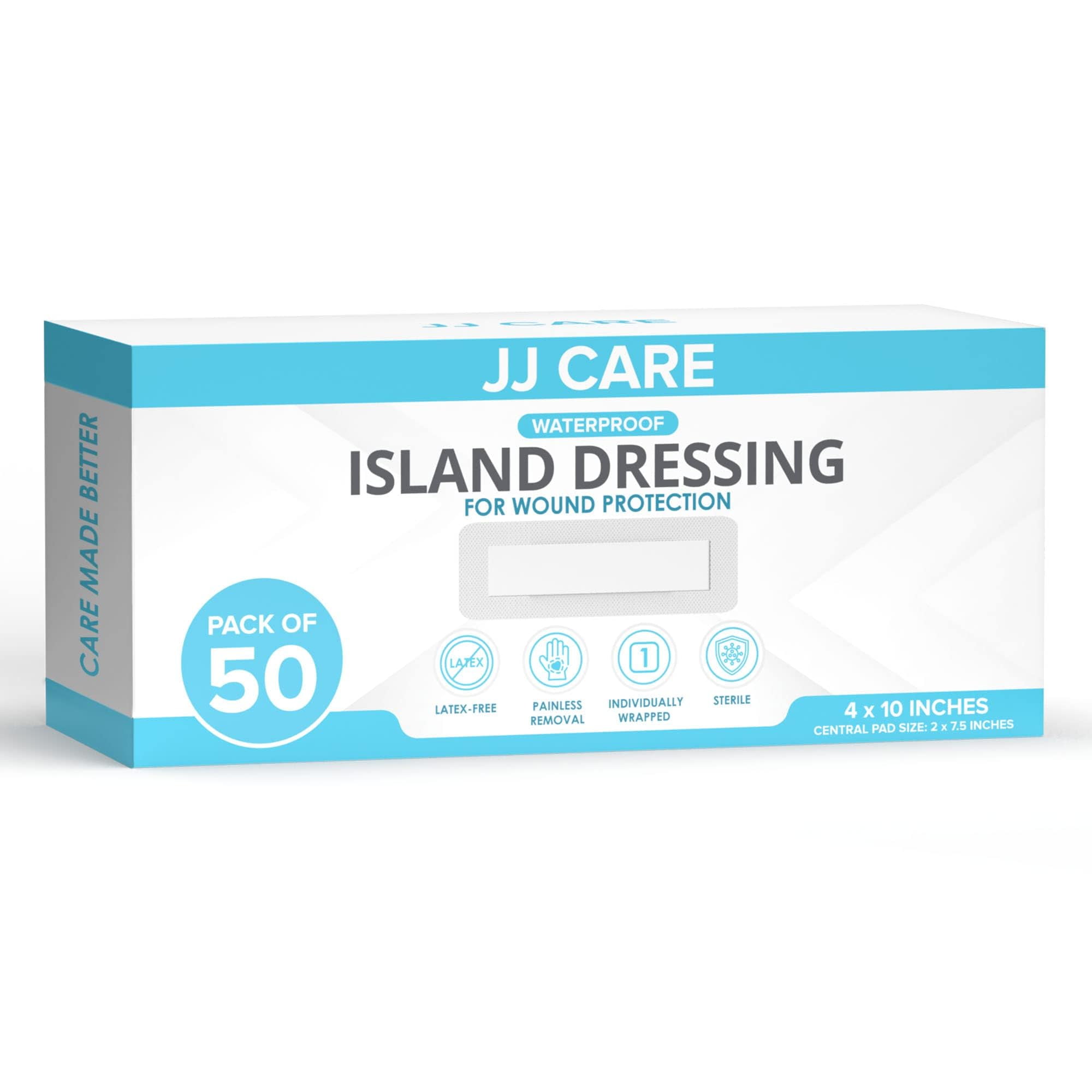 JJ CARE Waterproof Adhesive Island Dressing, Sterile, 4"x10", Pack of 50, Latex Free - Walmart.com