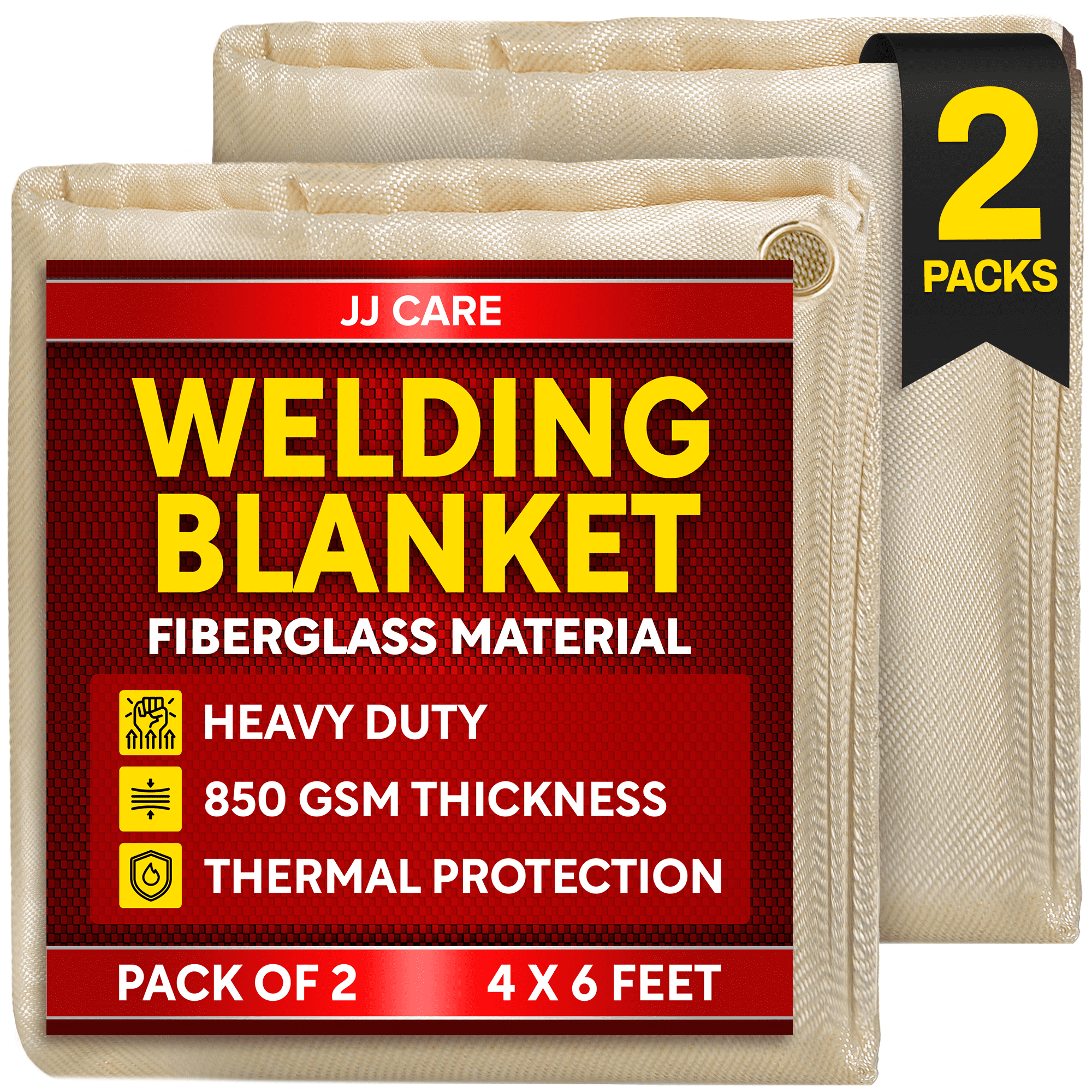 JJ CARE Welding Blanket - 2 Packs 4ft x 6ft Welding Mat - 850GSM ...