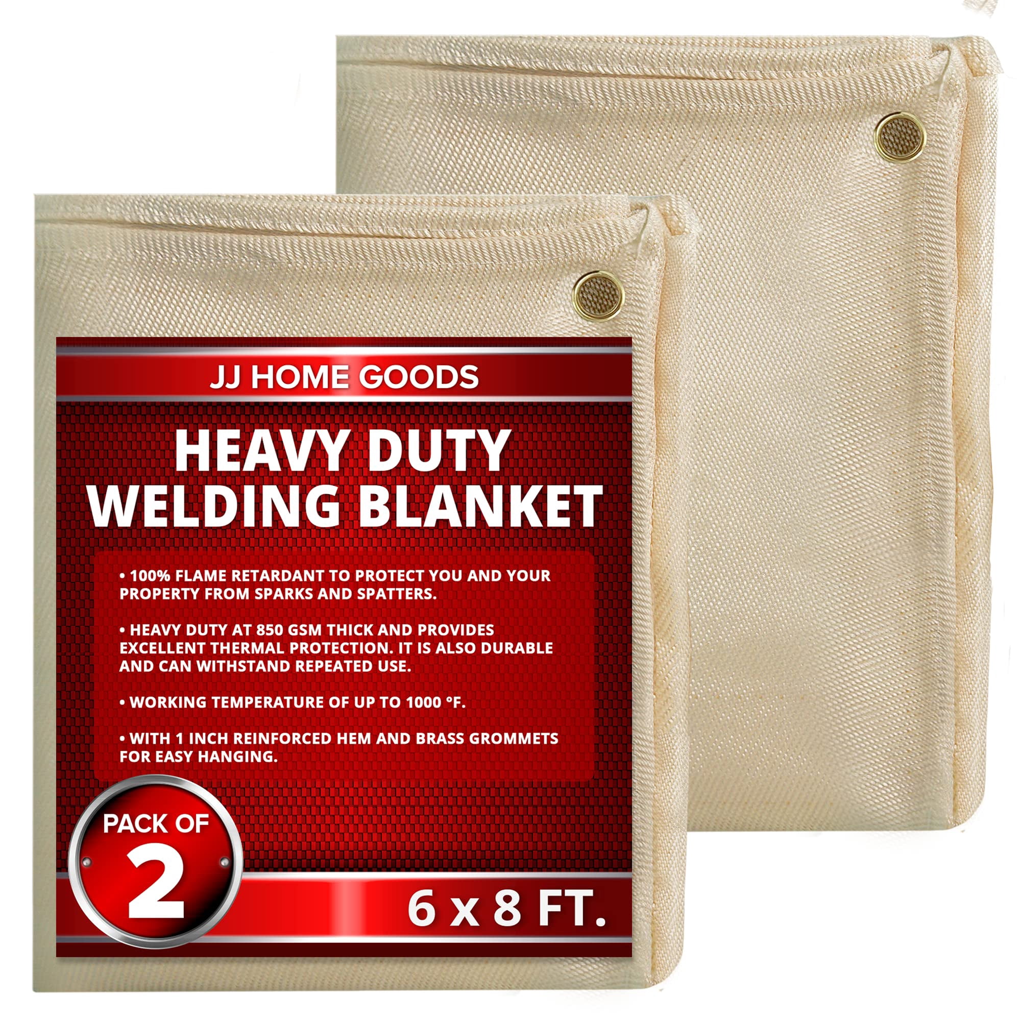 JJ CARE Welding Blanket - 2 Packs 6ft x 8ft Welding Mat - 850GSM ...