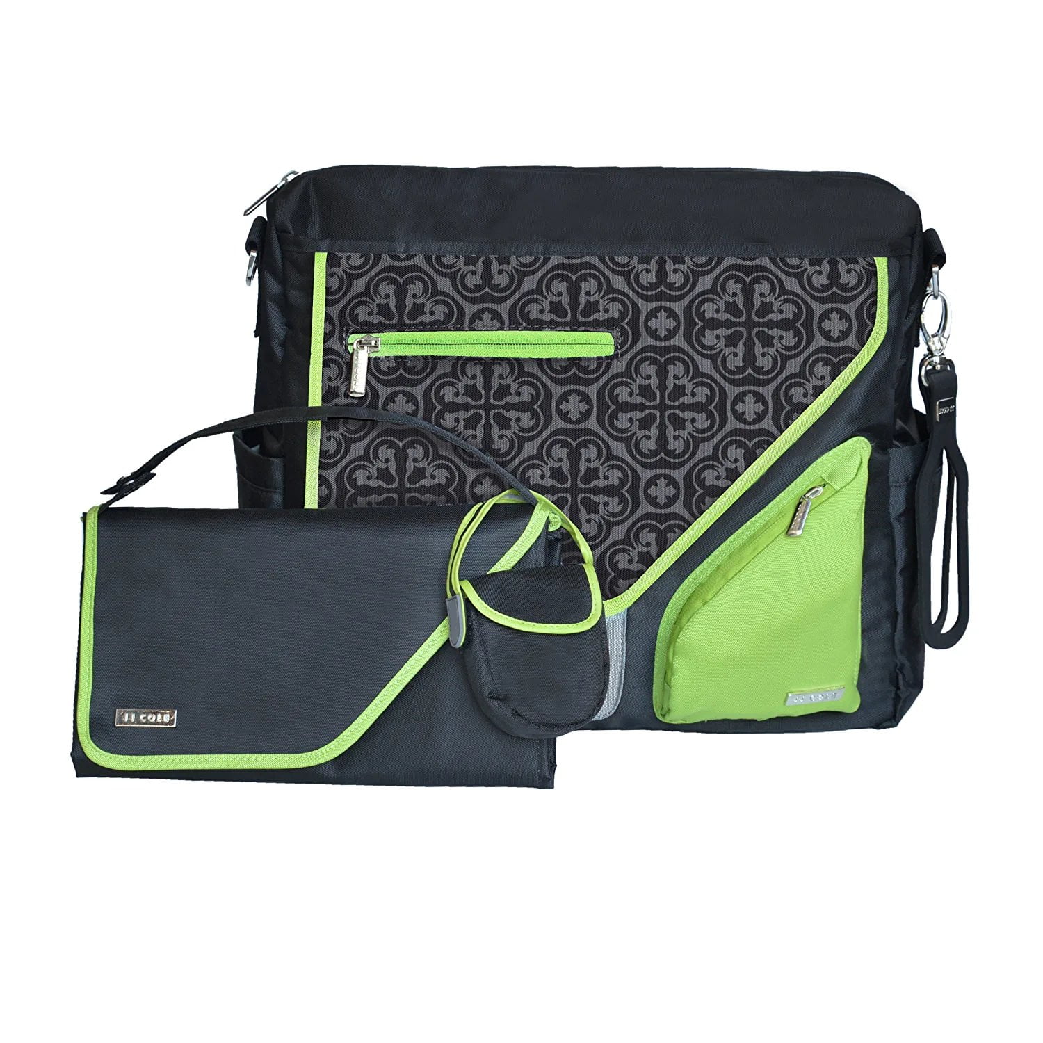 JJ Cole Metra Diaper Bag with Insulated Pockets, Midnight Clover ...