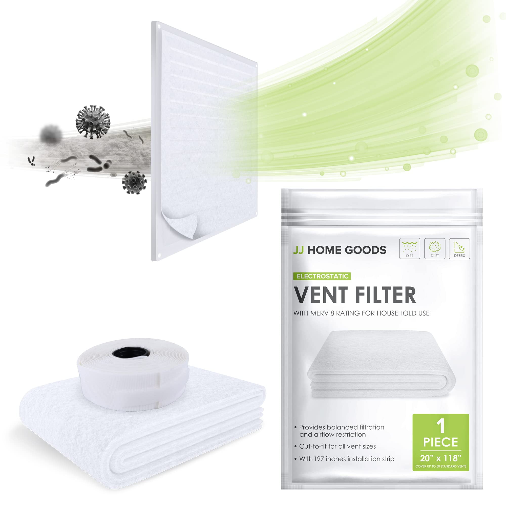 JJ CARE Air Vent Filters - 20"x118" for Home Ceiling Floor ...