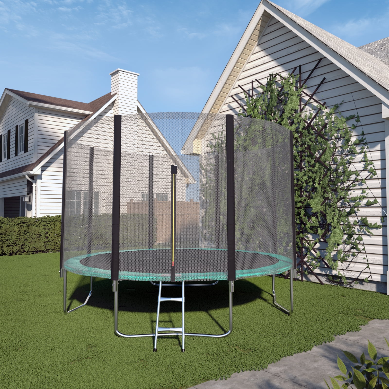 JJ JUJIN 10 FT Trampoline for Kids and Adults Backyard Trampoline with ...