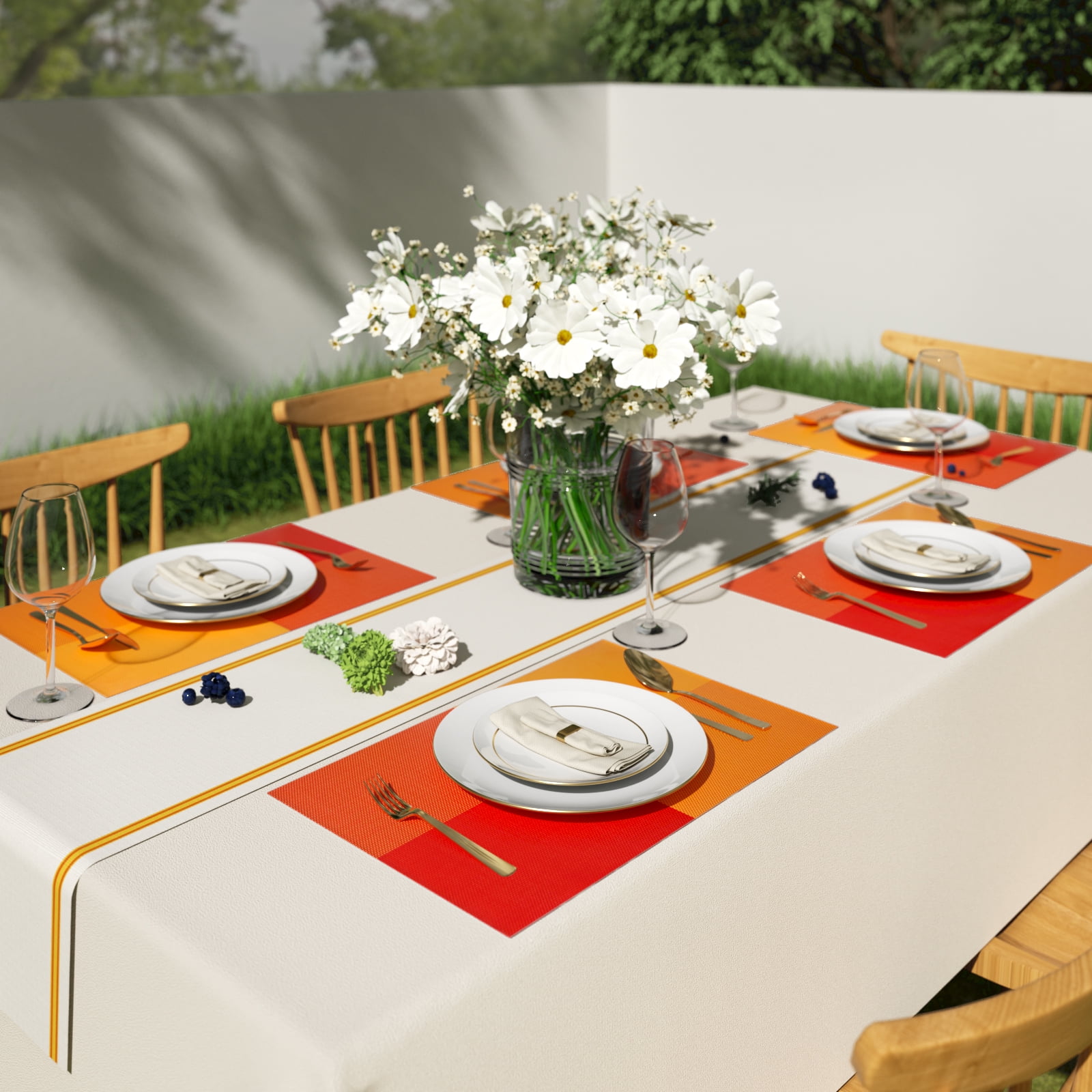 JJ JUJIN Placemats Set Of 6 Pvc Placemats For Dning Table No-slp Heat ...