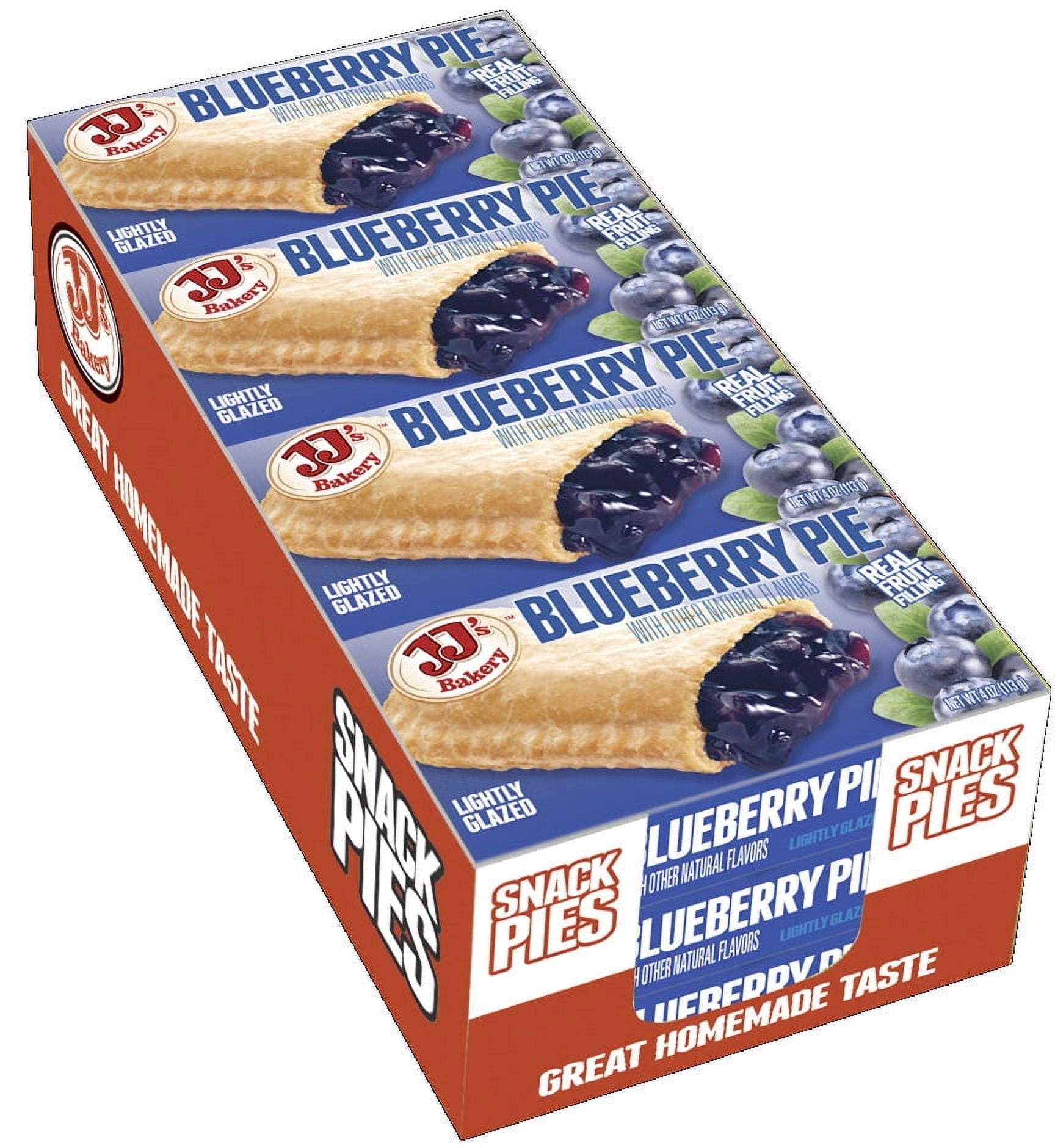 JJ's Bakery Blueberry Snack Pies, Kosher Parve, 4 Oz Each, Pack of 12 ...
