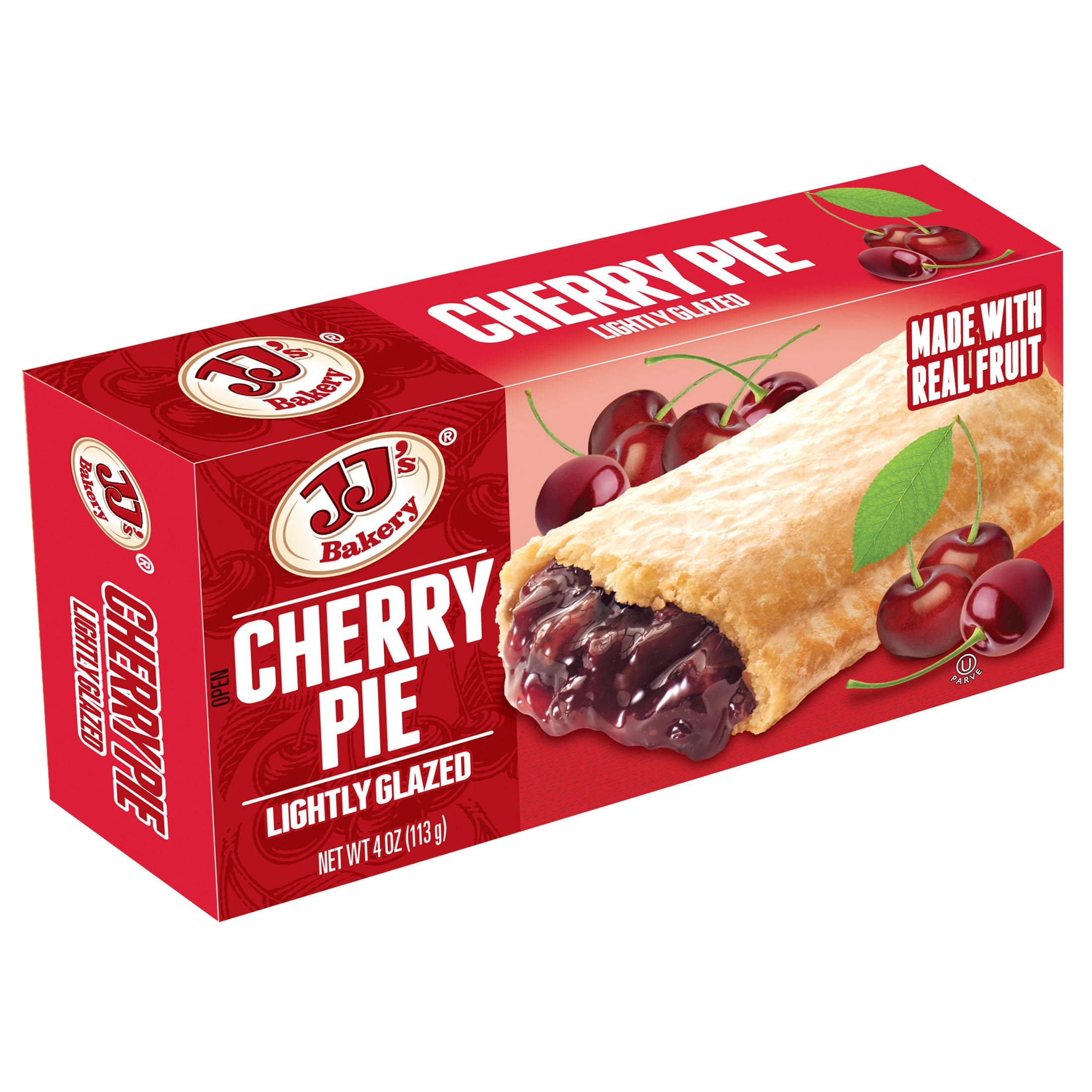 JJ's Bakery Cherry Pie, Ready-to-Eat Snack with Real Cherry Filling, 4 ...
