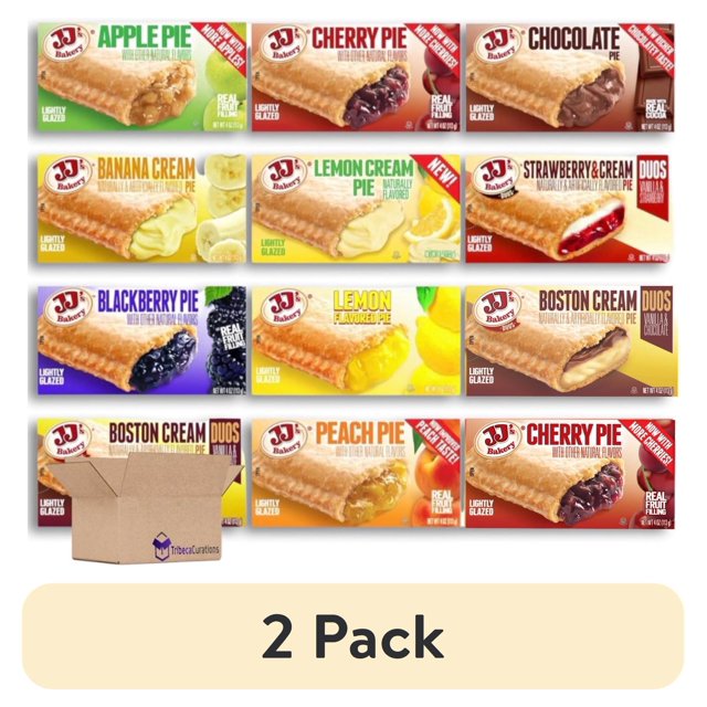 (2 pack) JJ's Bakery Glazed Pie Ultimate Cream & Fruit Variety Pack 4 ...