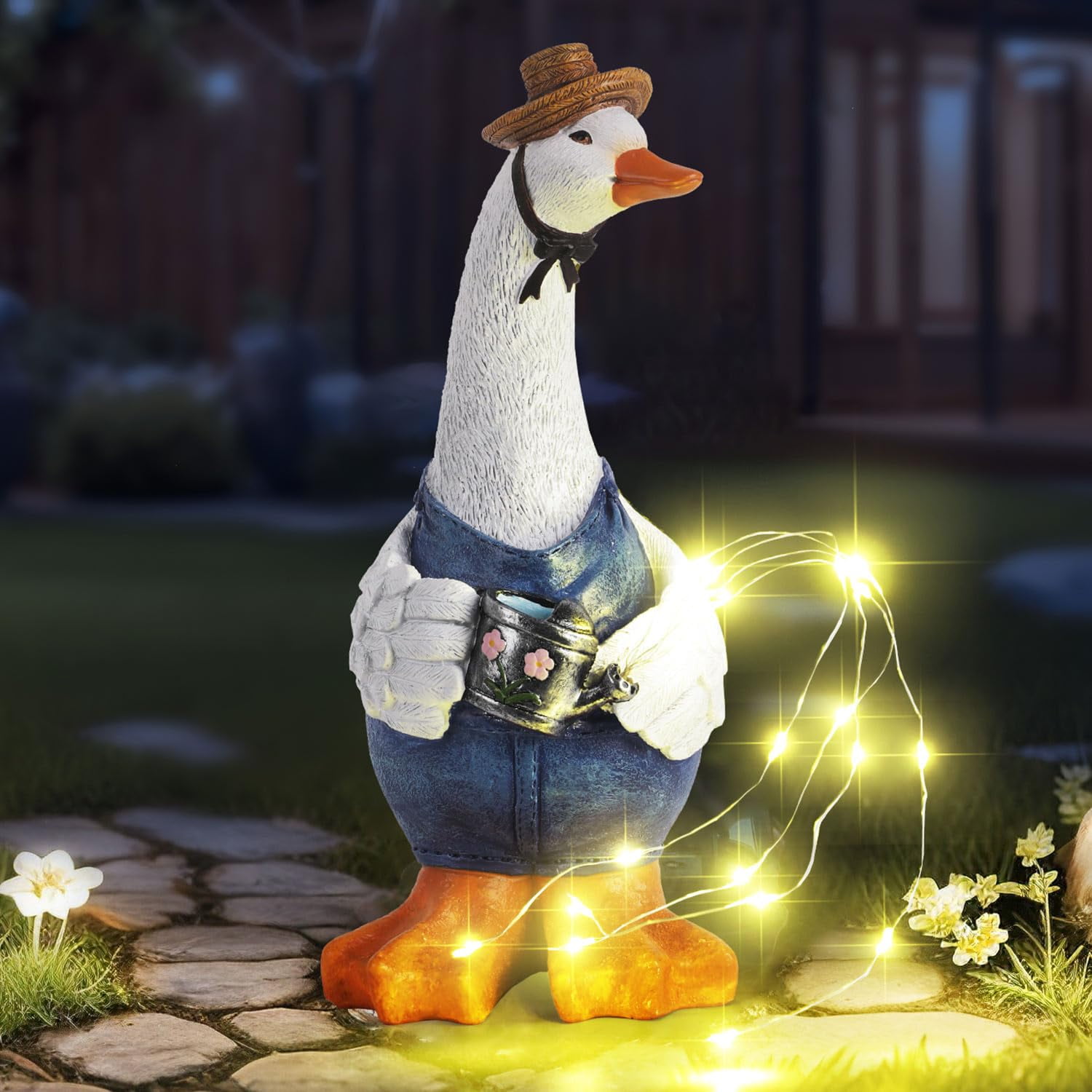 JJALIGHTS Garden Duck Statues for Garden Decor Mom Gifts-Duck Figurine ...