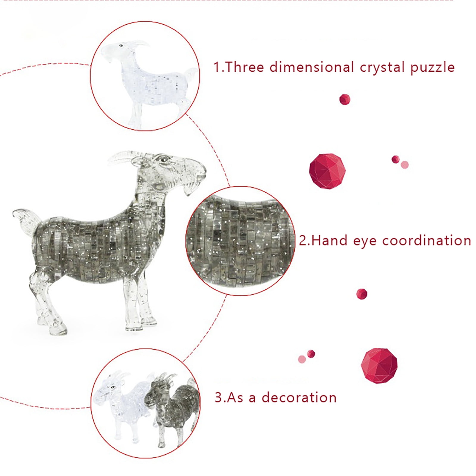 JJAYA 3D Puzzle Cute Sheep Model DIY Gadget Blocks Building Toy Gift ...