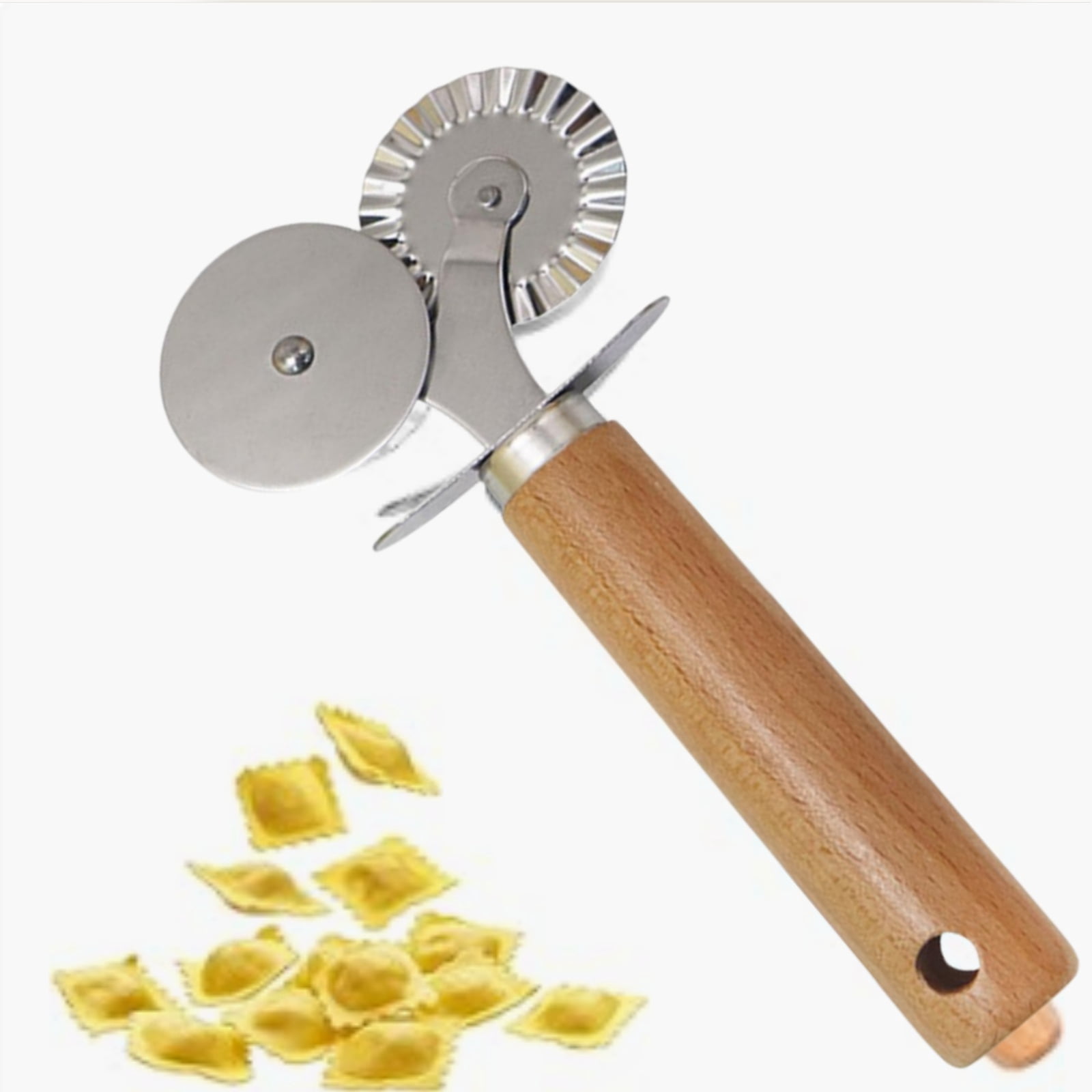 JJBNSH 6.5In Pizza Cutter Wooden Handle Stainless Steel Pizza Cutter ...