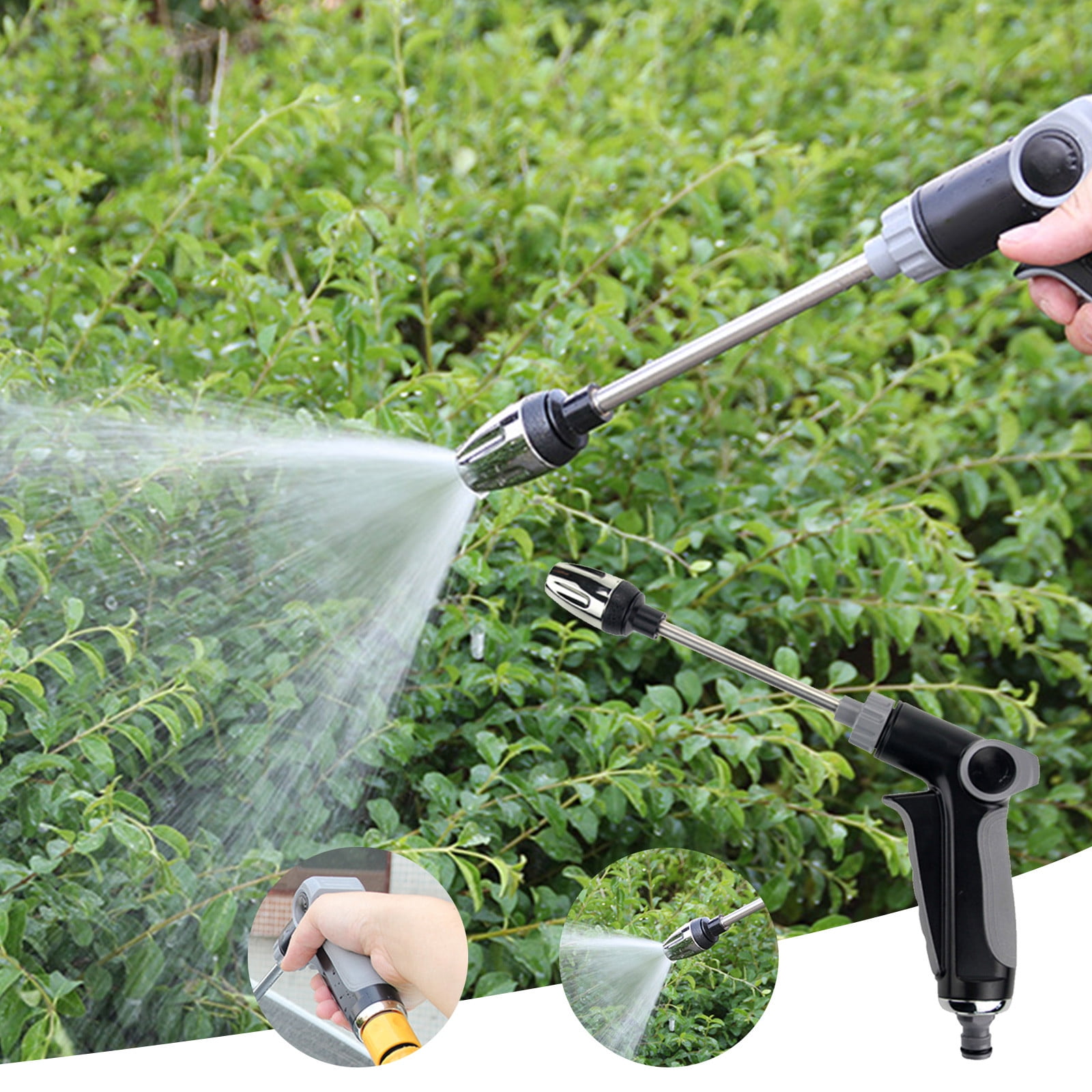 JJBNSH Long Rod Garden Hose Nozzle Heavy Duty High Pressure Car Wash ...
