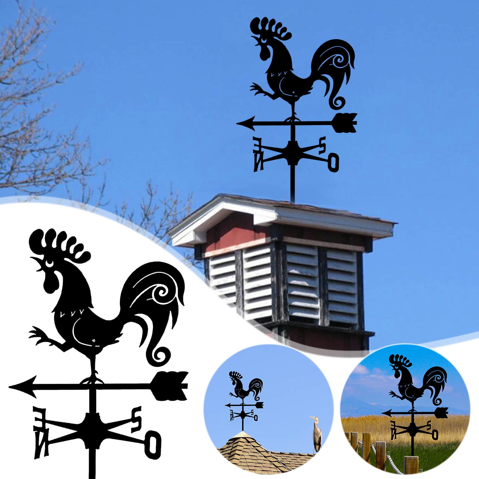 JJBNSH Stainless Steel Spray Painted Pig Wind Vane Decoration Courtyard ...