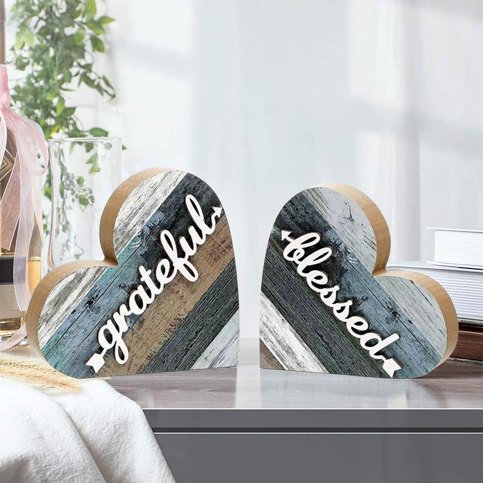 JJBNSH Wooden Home Signs Various Wooden Heart Table Centerpieces New ...