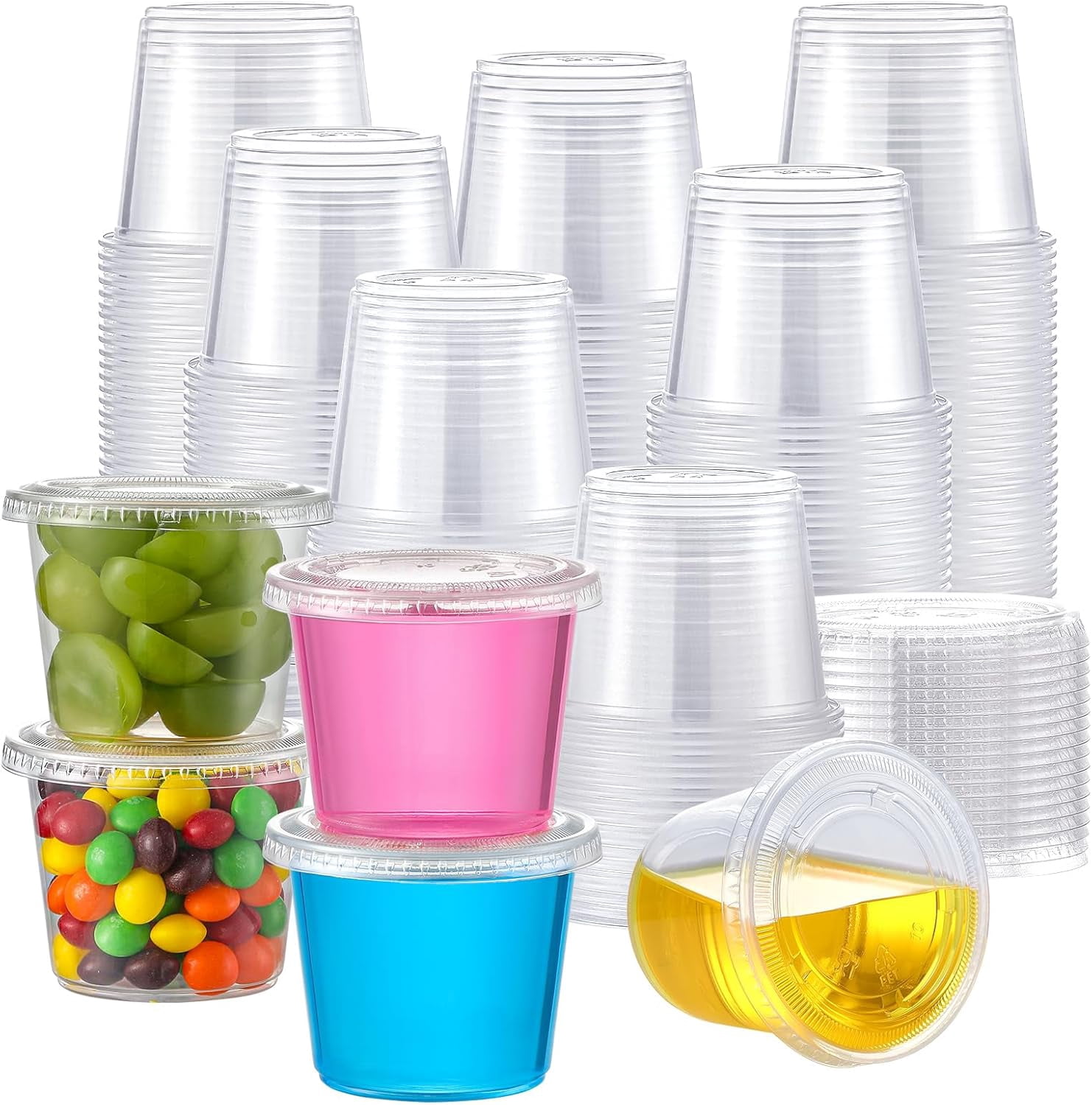 JJEAN-100 Sets - 5.5 oz Portion Cups With Lids, Jello Shot Cups, Small ...