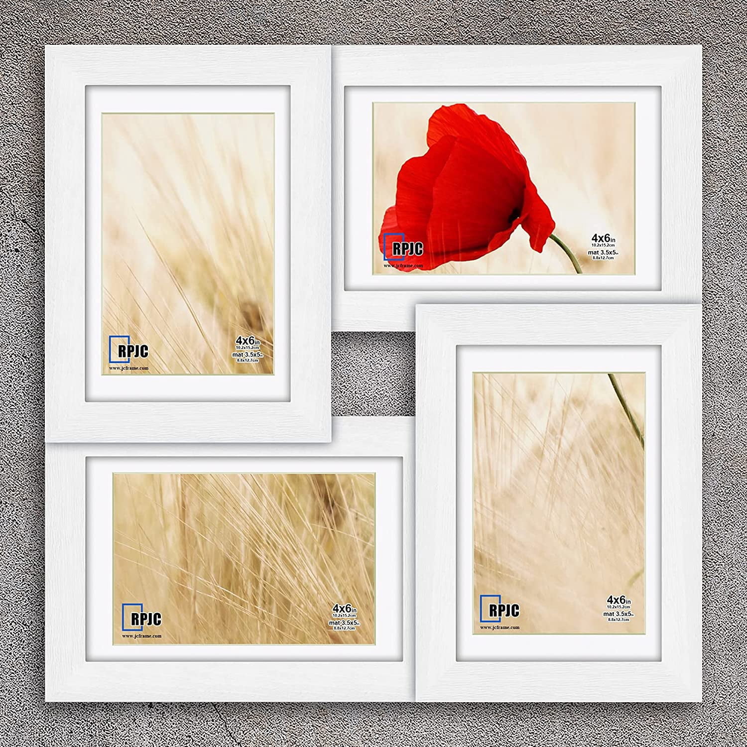 JJEAN-4x6 Solid Wood Collage Picture Frame with High Definition Glass ...