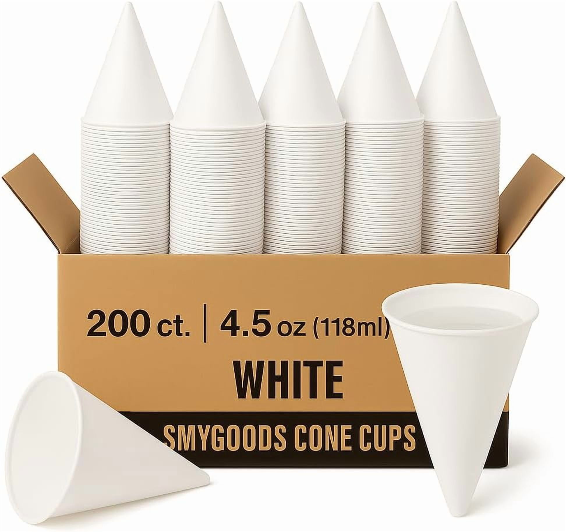 JJEAN-Disposable White Paper Cone Cups (Pack of 200-4.5 oz) Eco ...