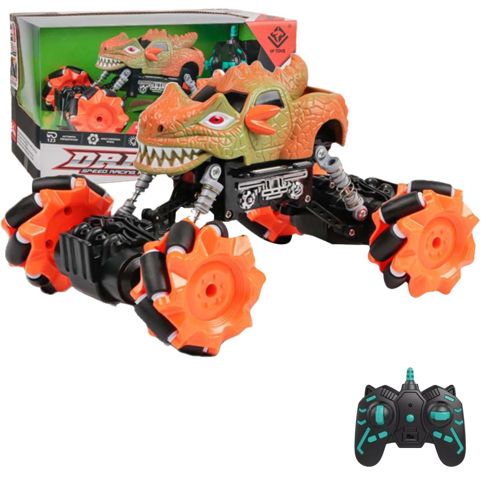 JJHGVB Dinosaurs Remote Control Car - 360° Rotation 4WD Off-Road Truck, 2.4GHz Wireless ...