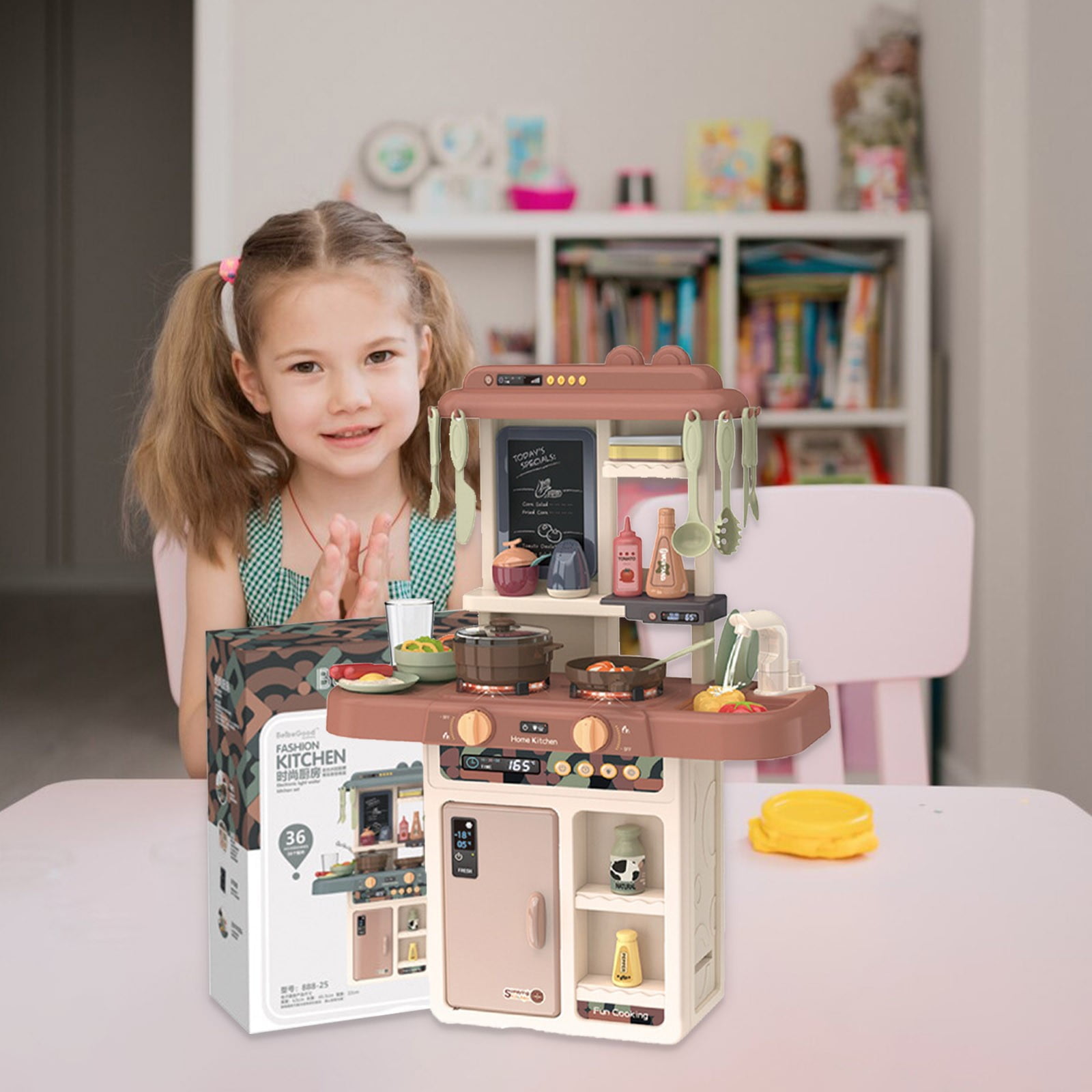 JJHGVB Kitchen Playset with Realistic Sounds & Lights – Pretend Cooking ...