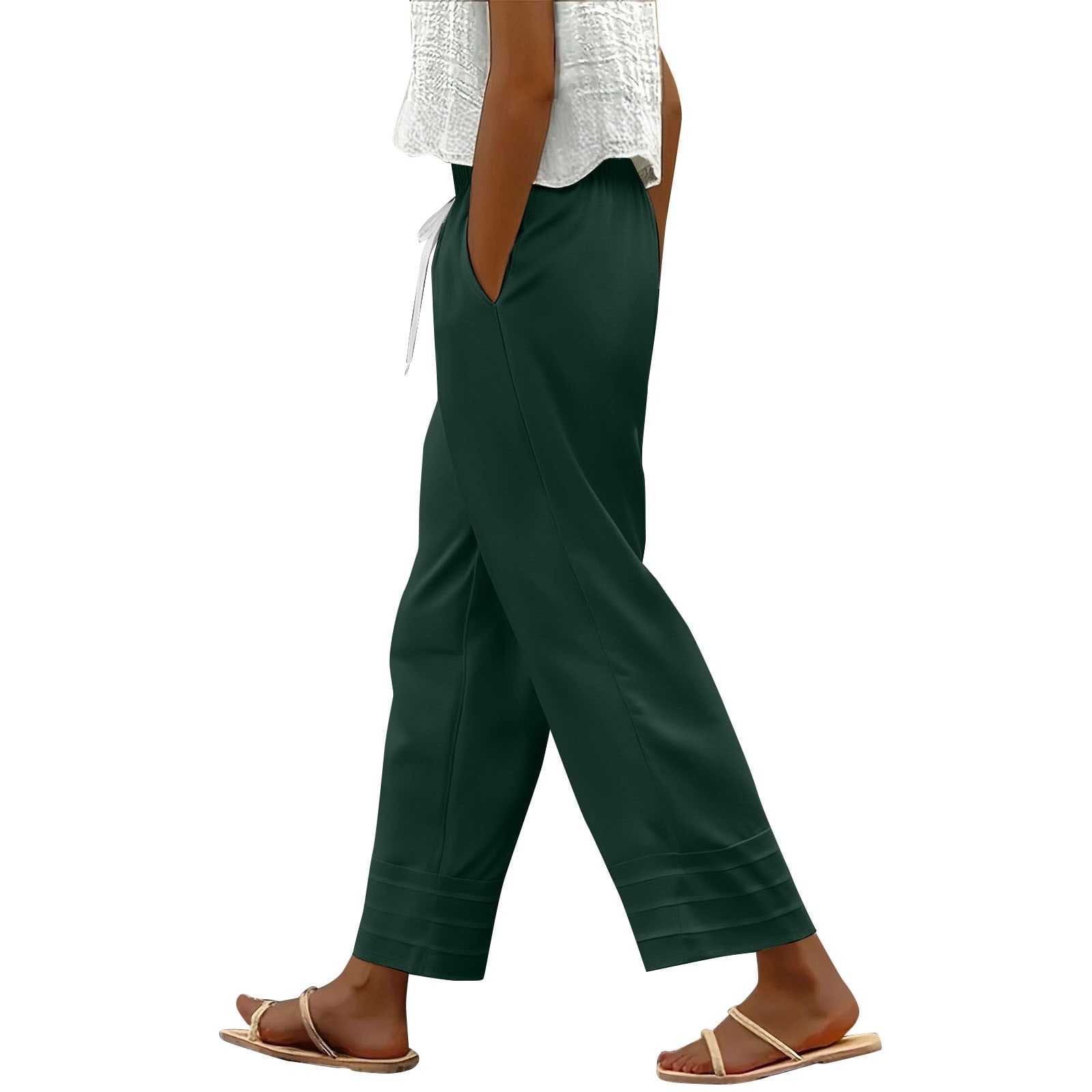 JJHGVB Linen Pants Women Cropped Pants Summer New Women's Casual Loose ...