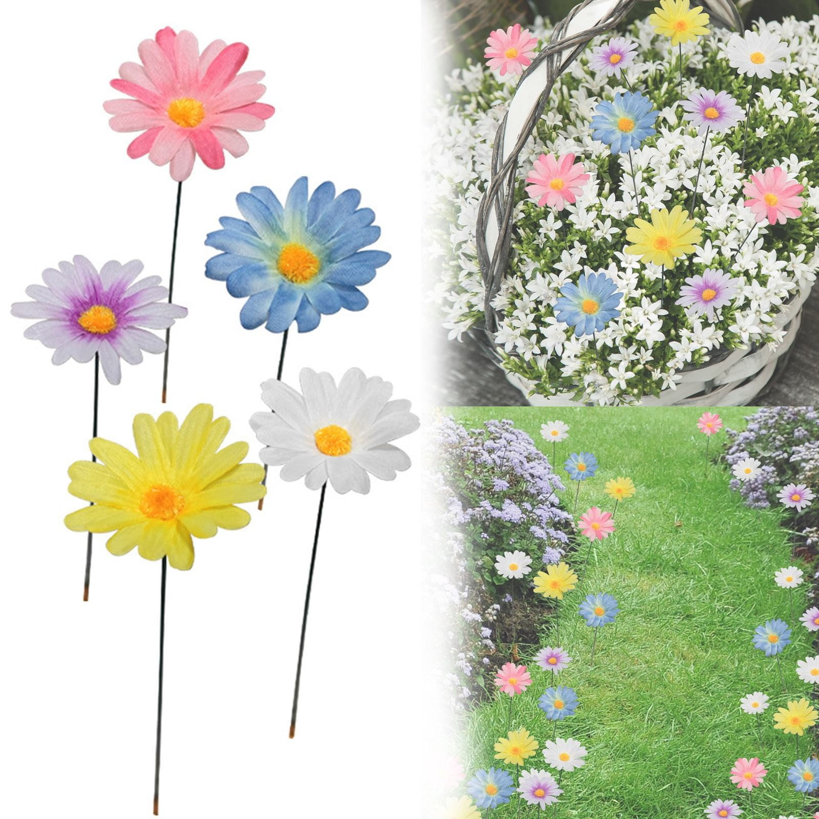 JJHGVB Metal Flower Stakes,3D Flower Garden Stake Set 5pc,Outdoor ...