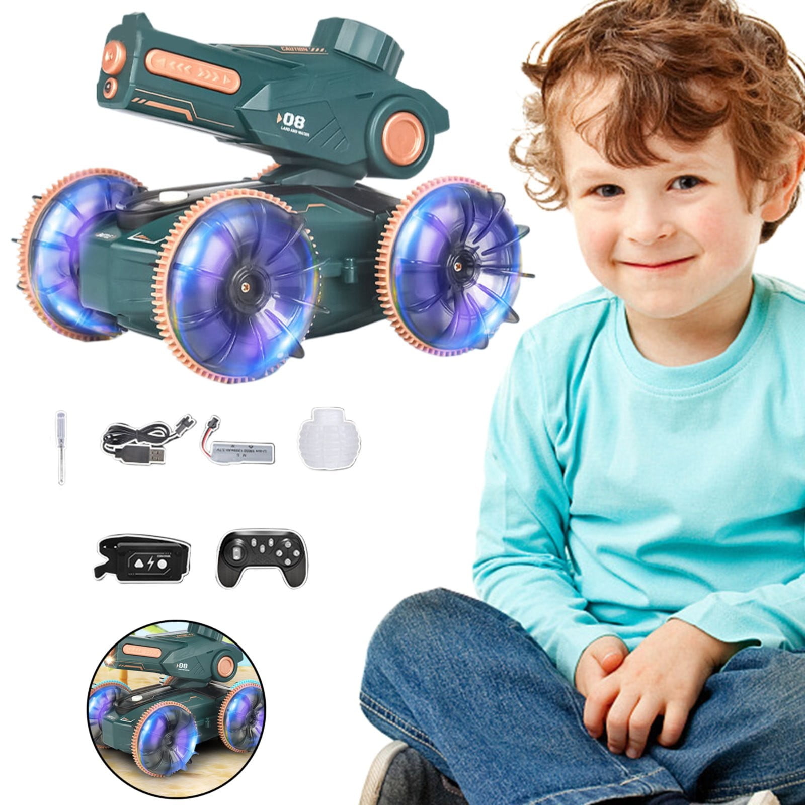 JJHGVB RC Gesture Control Stunt Car & Water Squirt Tank Combo for Kids ...
