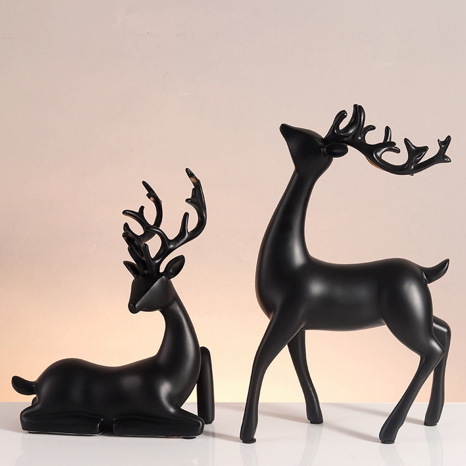 JJHGVB Set of 2 Modern Black Resin Reindeer Christmas Decorations ...