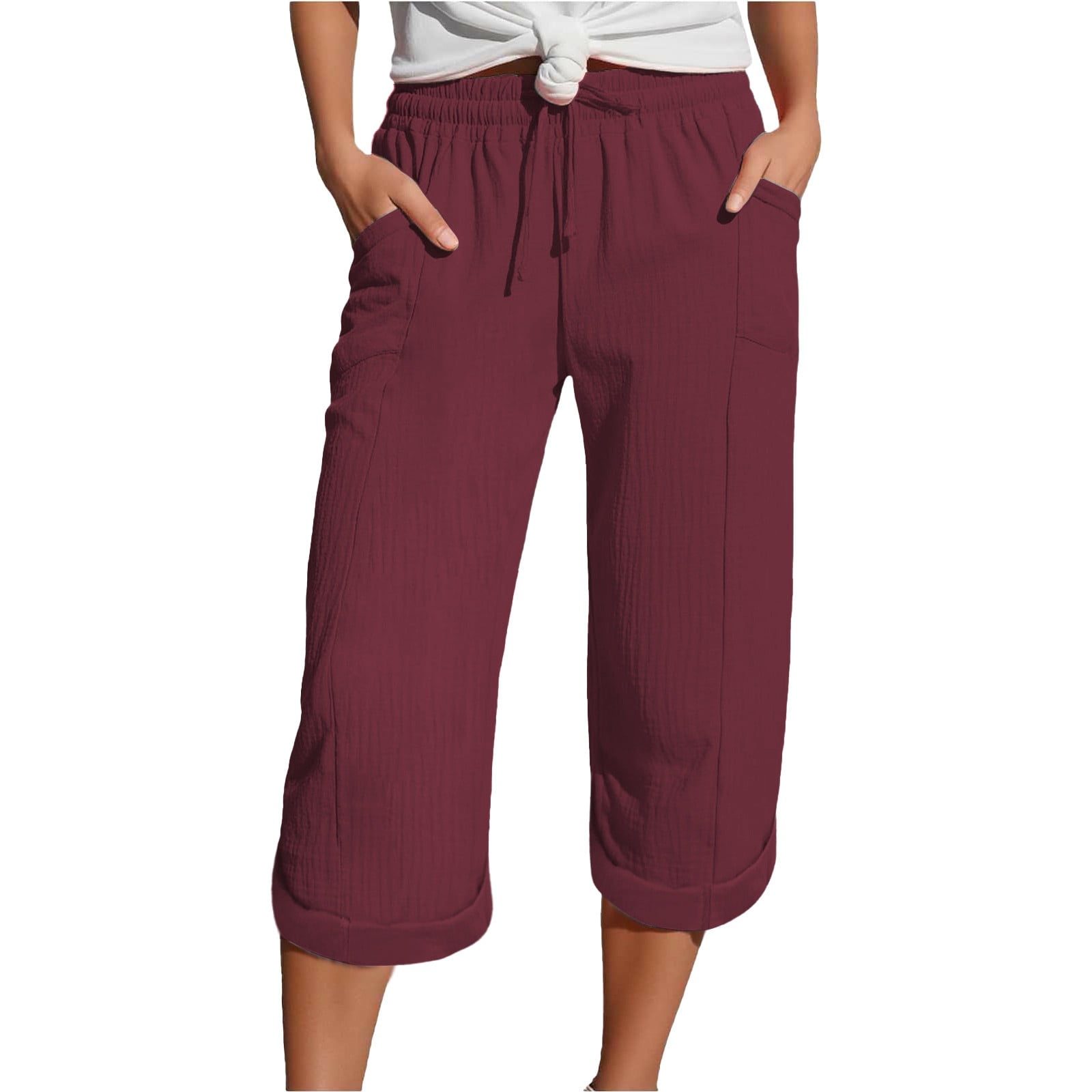 JJHGVB Womens Capri Pants Wide Leg Capri Pants Hiking Pants Linen Pants ...