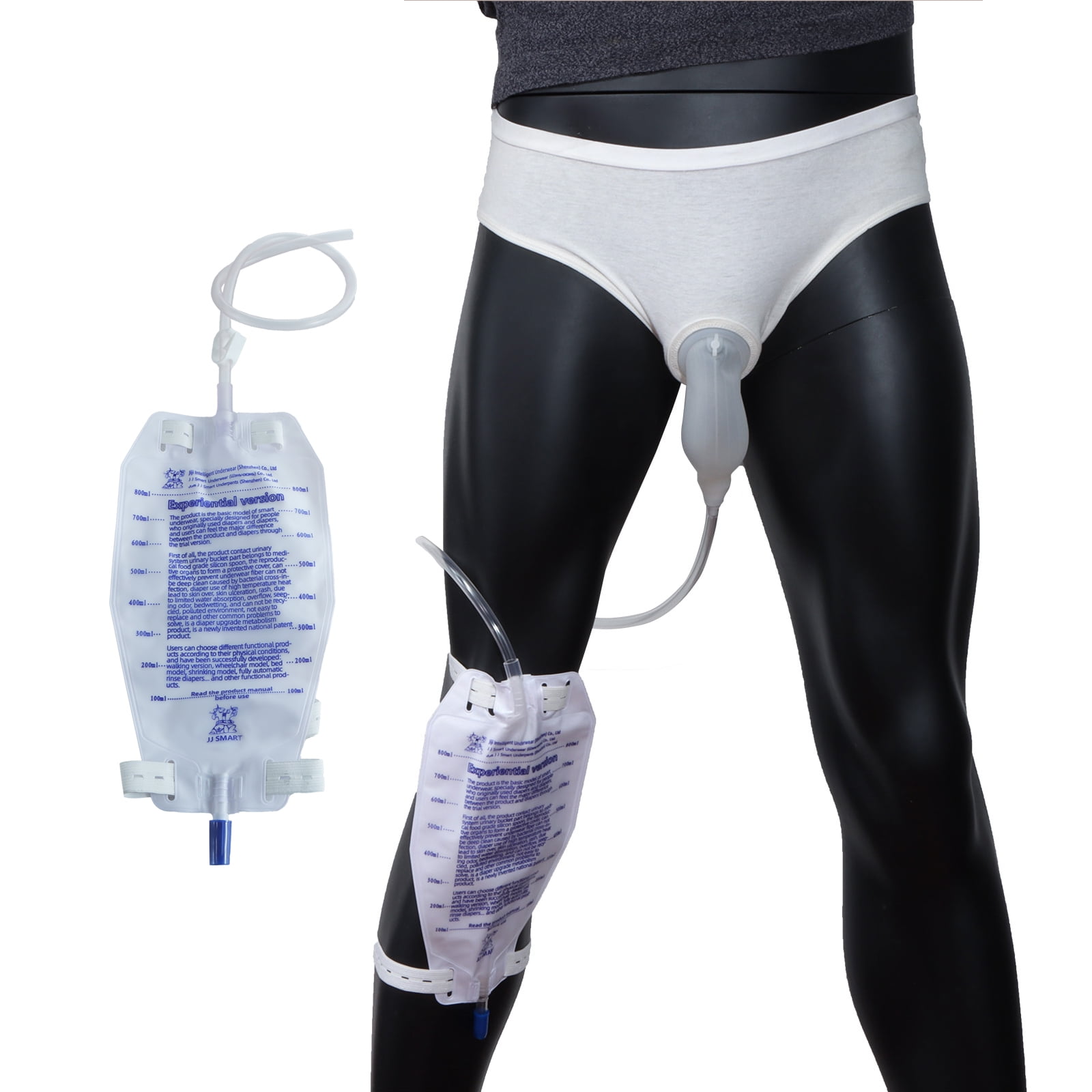 JJICN Men's Wearable Urine Collector, 800ml Reusable Silicone Bag with ...