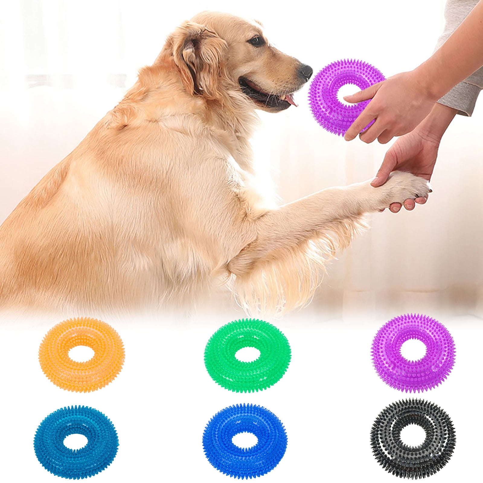 JJKBVCLO Squeaky Spiky Ring For Chewers Puppy Teething For Boredom ...