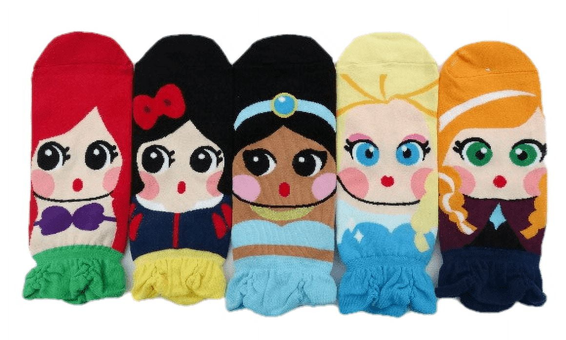 JJMax Girls Princess Series Character Socks: Elsa, Anna, Ariel, Snow ...