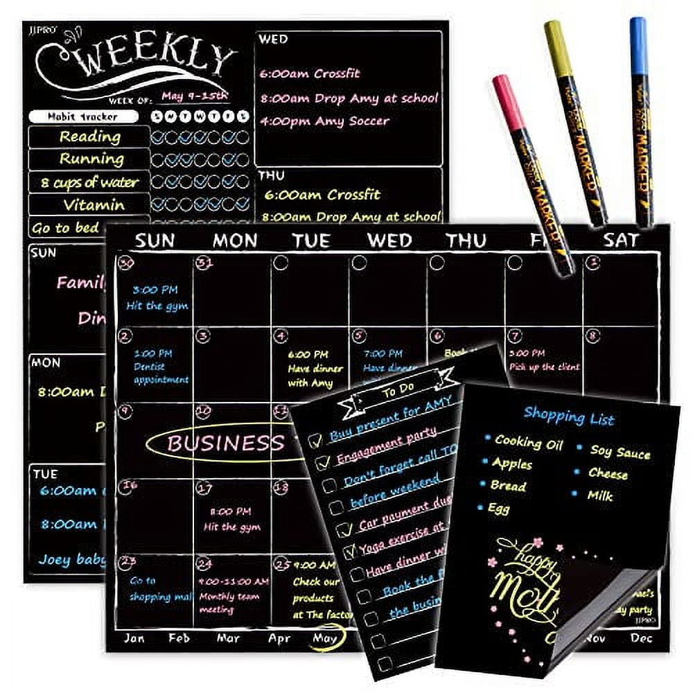 JJPRO Magnetic Chalkboard Monthly Calendar - Weekly Planner Blackboard ...