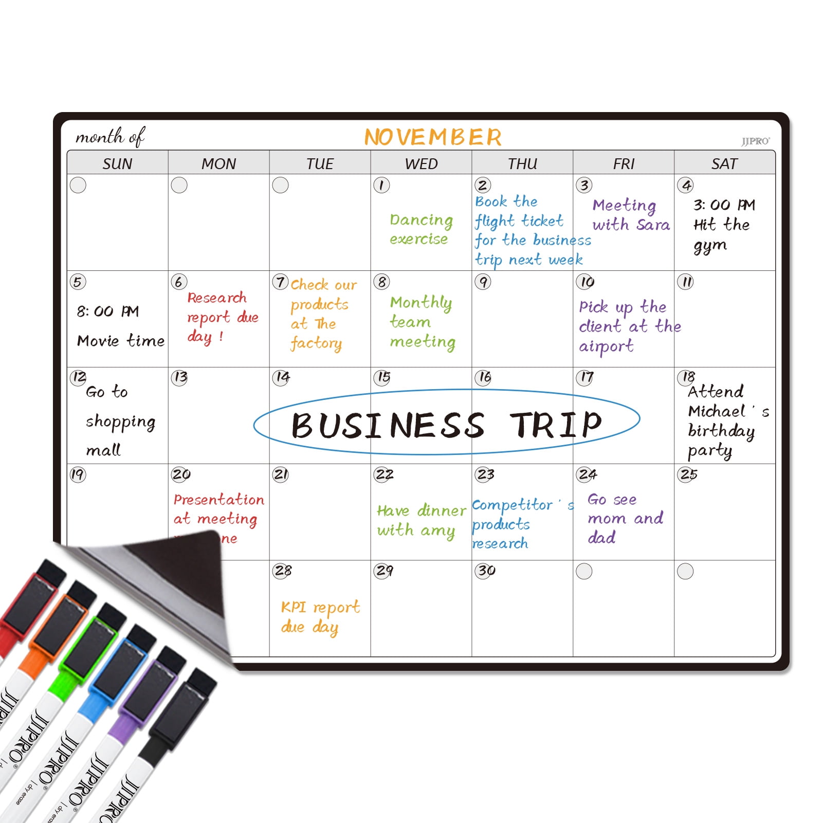 JJPRO Magnetic Dry Erase Monthly Calendar, Reusable Planning Board for ...
