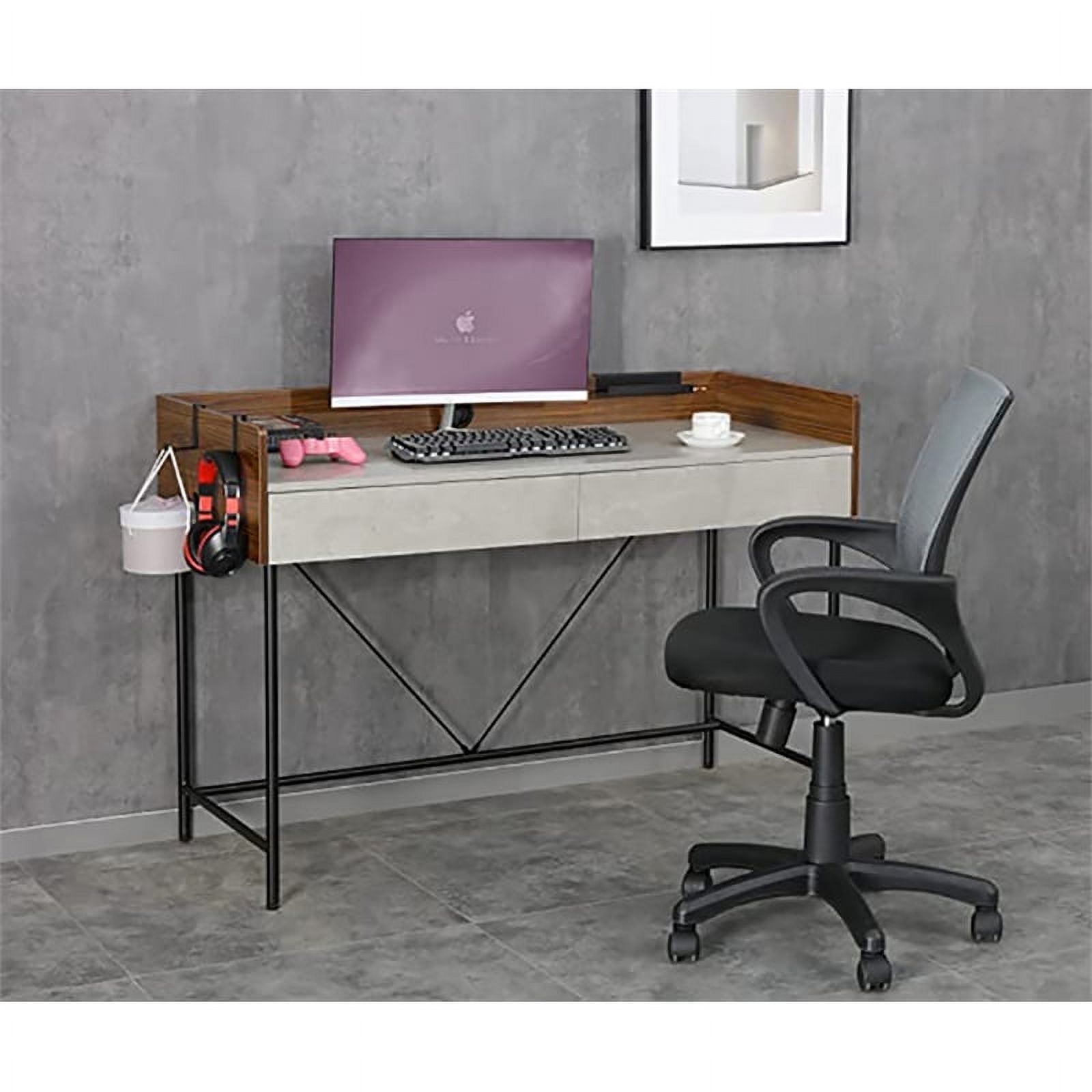 JJS 48" Home Office Computer Laptop Desk with Drawers, Modern Wooden ...