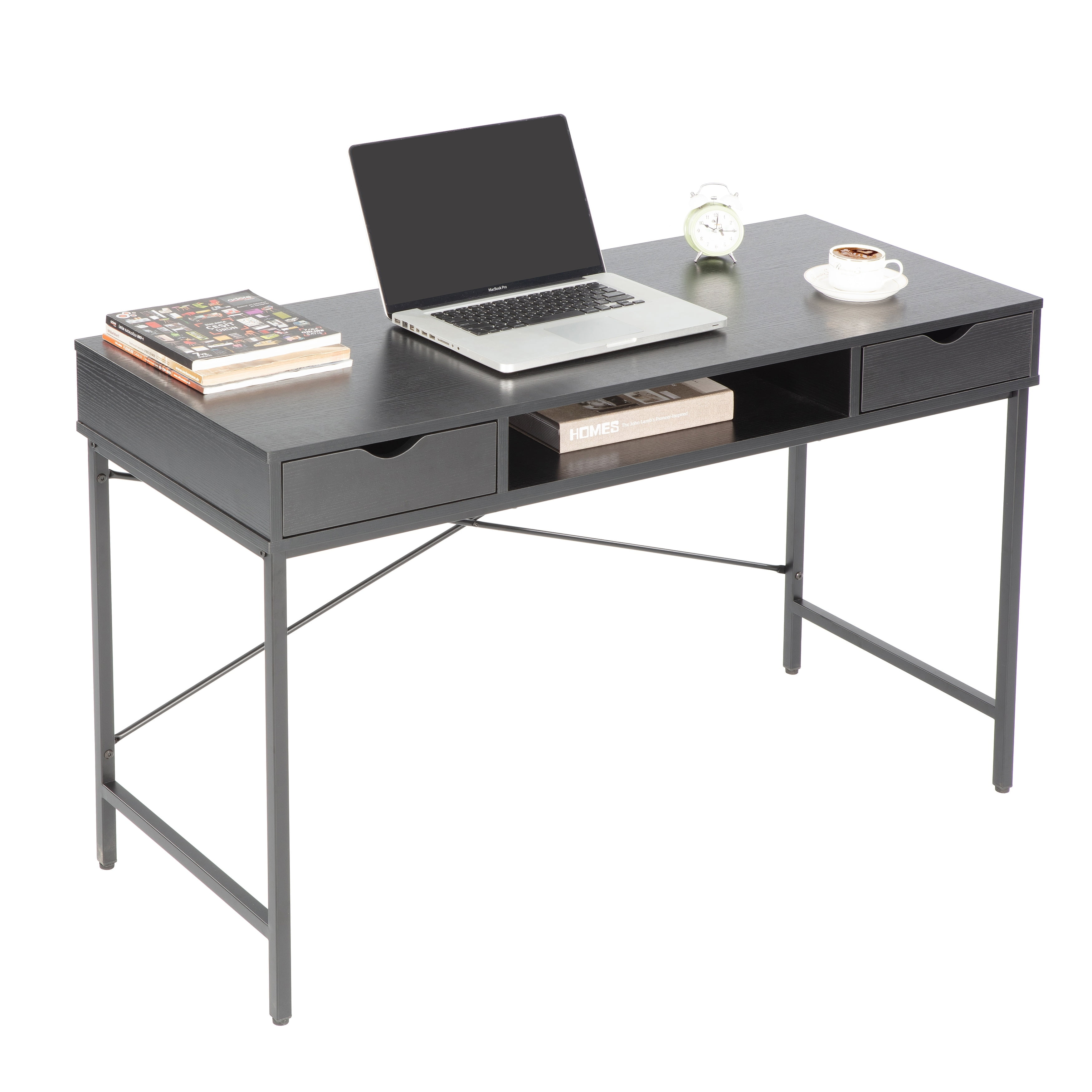 JJS 48' Writing Desk with Drawers, Contemporary Home Office Large ...