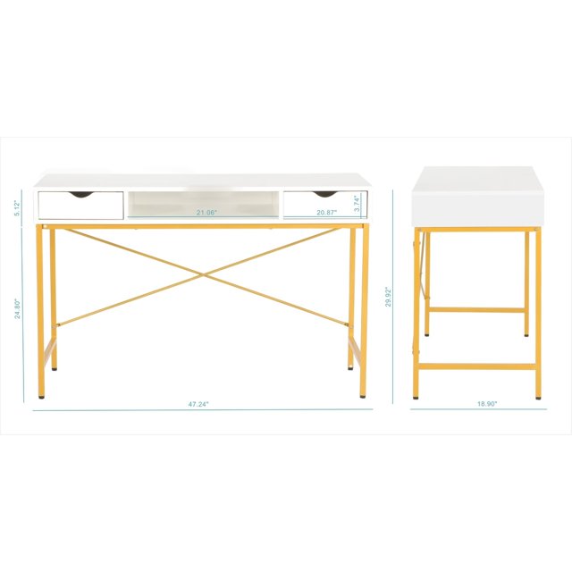 JJS 48' Writing Desk with Drawers, Contemporary Home Office Large ...