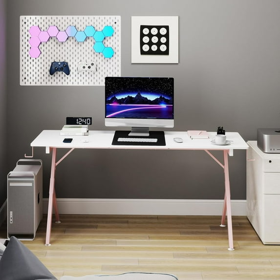 JJS Game Table 63",Carbon Fiber Surface Computer Desk, Mouse Pad, USB ...