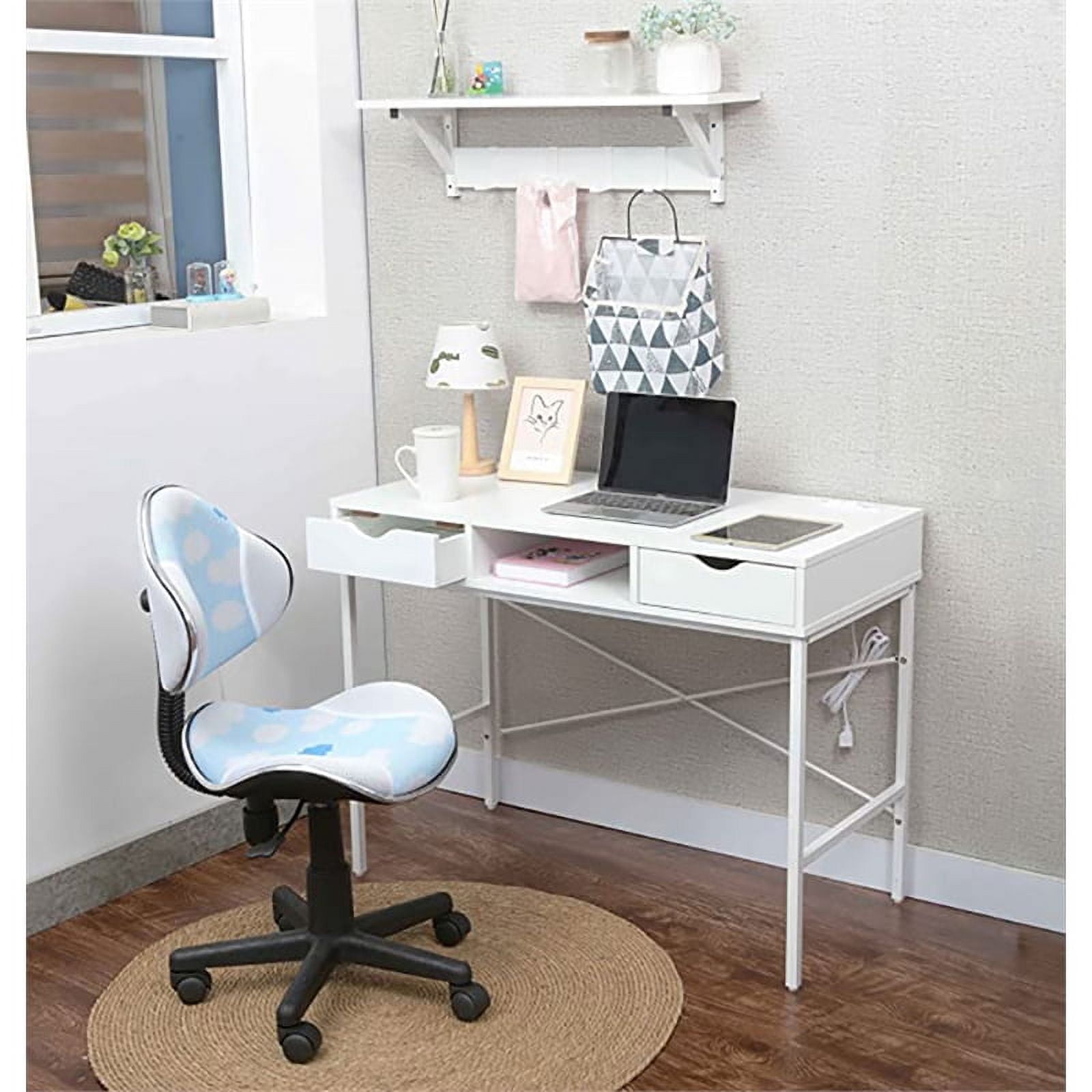 JJS 40' Writing Desk with Power Outlet, Home Office Contemporary Large ...