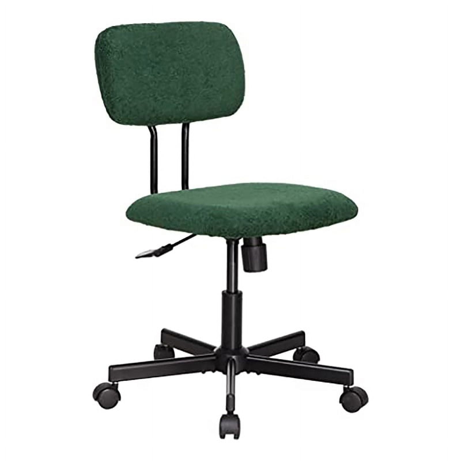 JJS Low Back Velvet Fabric Armless Home Office Computer Chair in Green ...