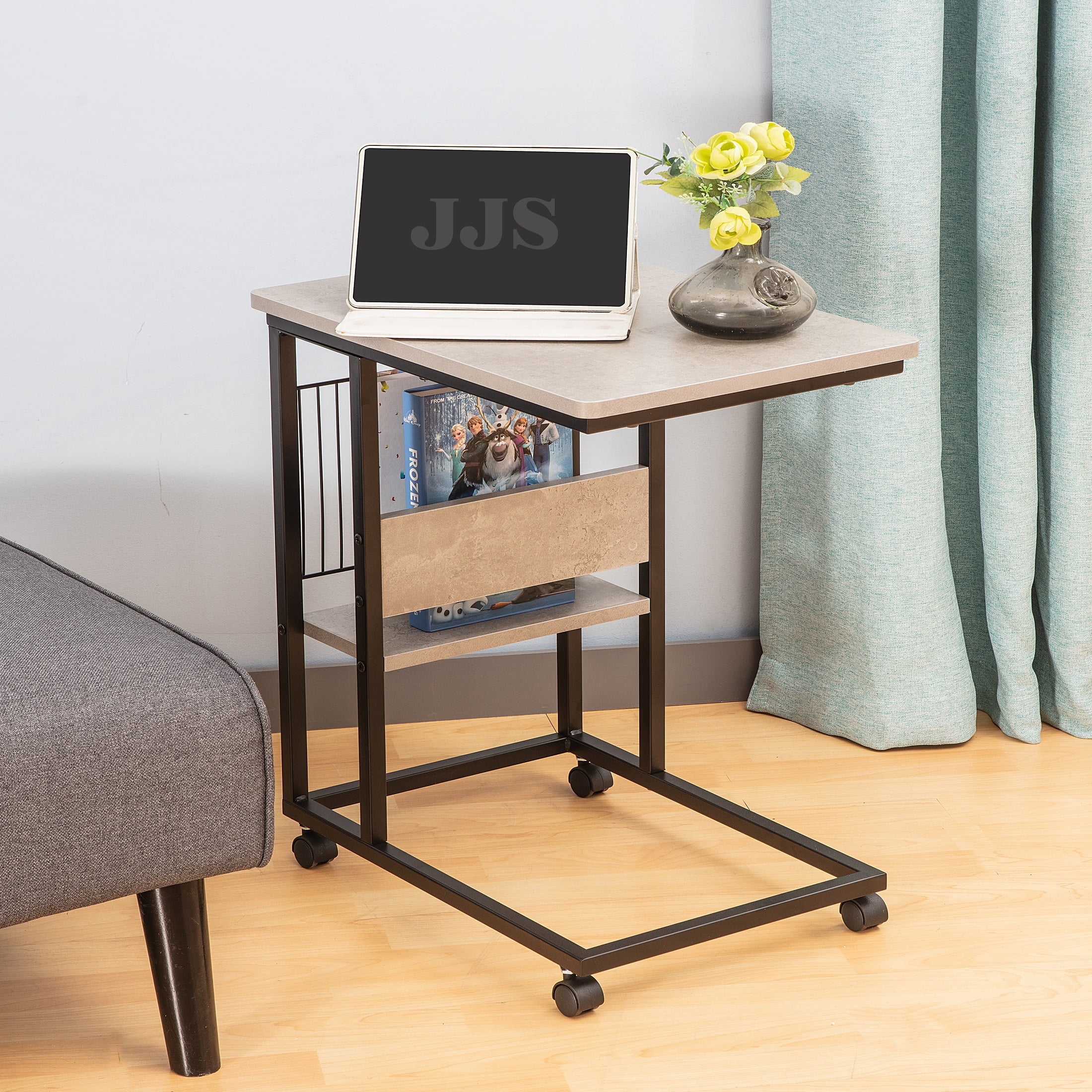 JJS Side End C Table with Magazine Holder for Sofa, Living Room Couch ...