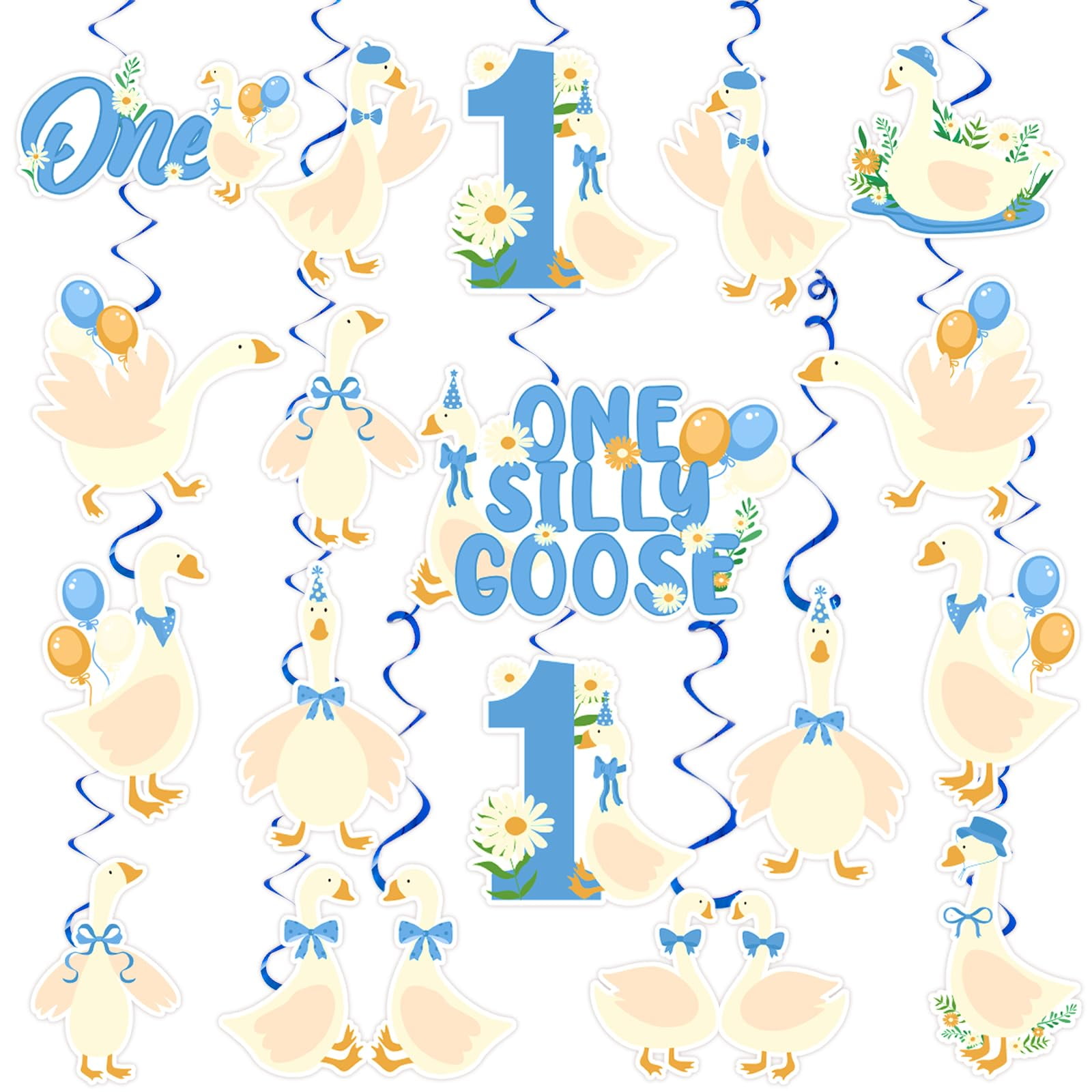 JJWYLTKB 24Pcs OneTRDN Silly Goose 1st Birthday Decor Silly Goose ...