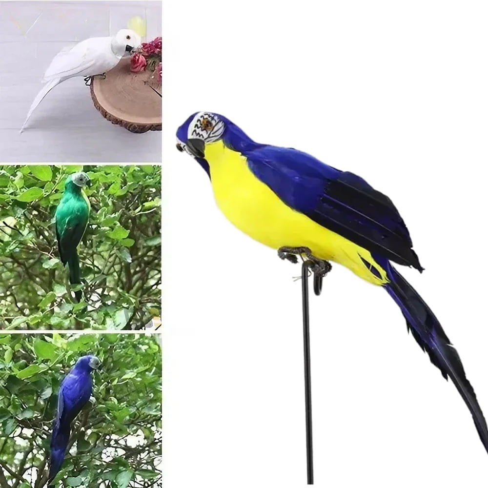 JJYY 1PC/2Pcs Faux Feathered Parrot Bird Statue Decoration – Modern ...