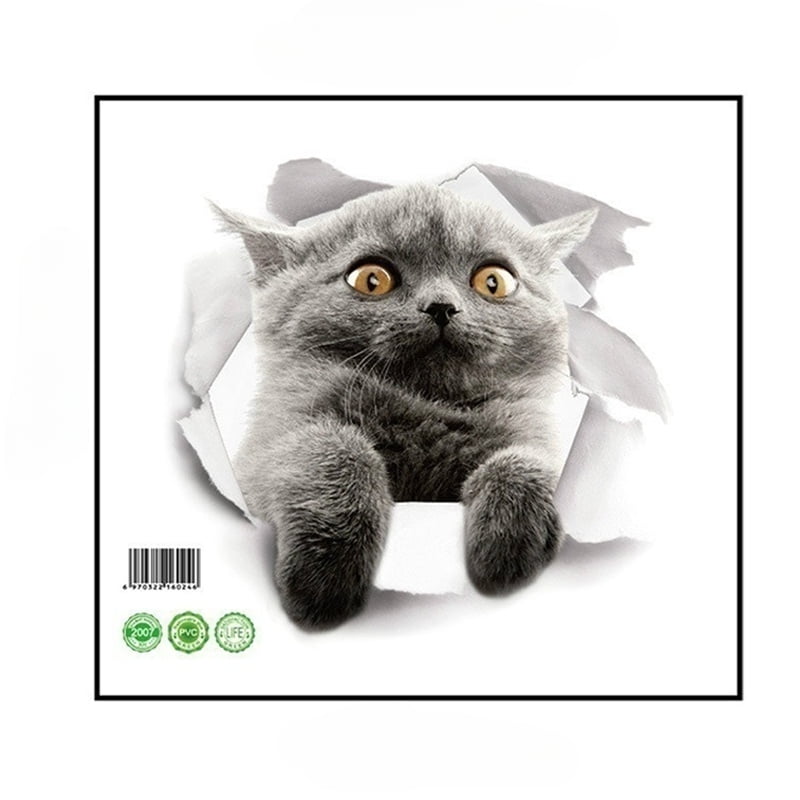 JJYY 1PC Hole View Cat 3D Wall Sticker - Waterproof Bathroom & Kids ...