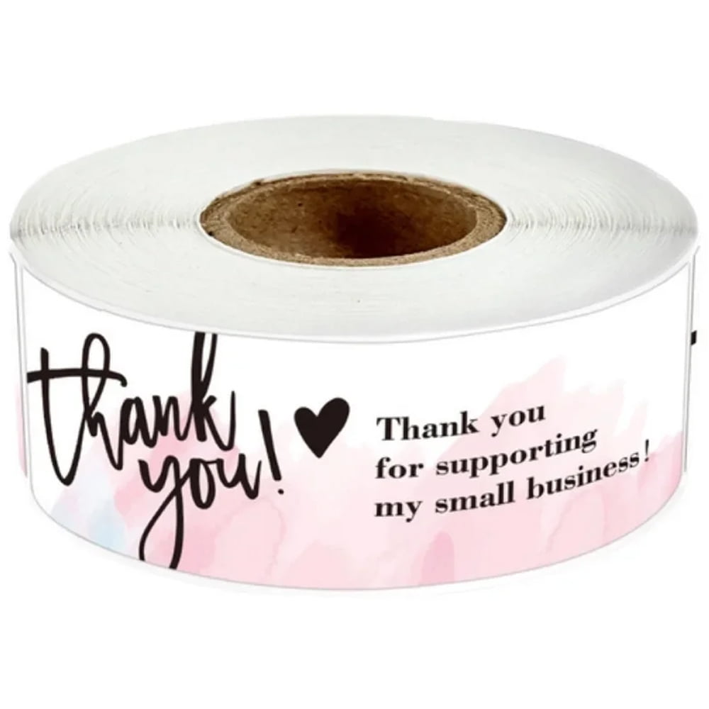 JJYY 1Roll Pink Floral Thank You Stickers - Long Adhesive Sealing ...