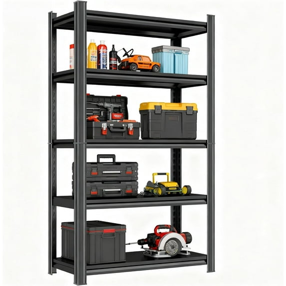 JJueDan Adjustable 5-Tier Garage Shelving, Heavy Duty Steel Storage ...