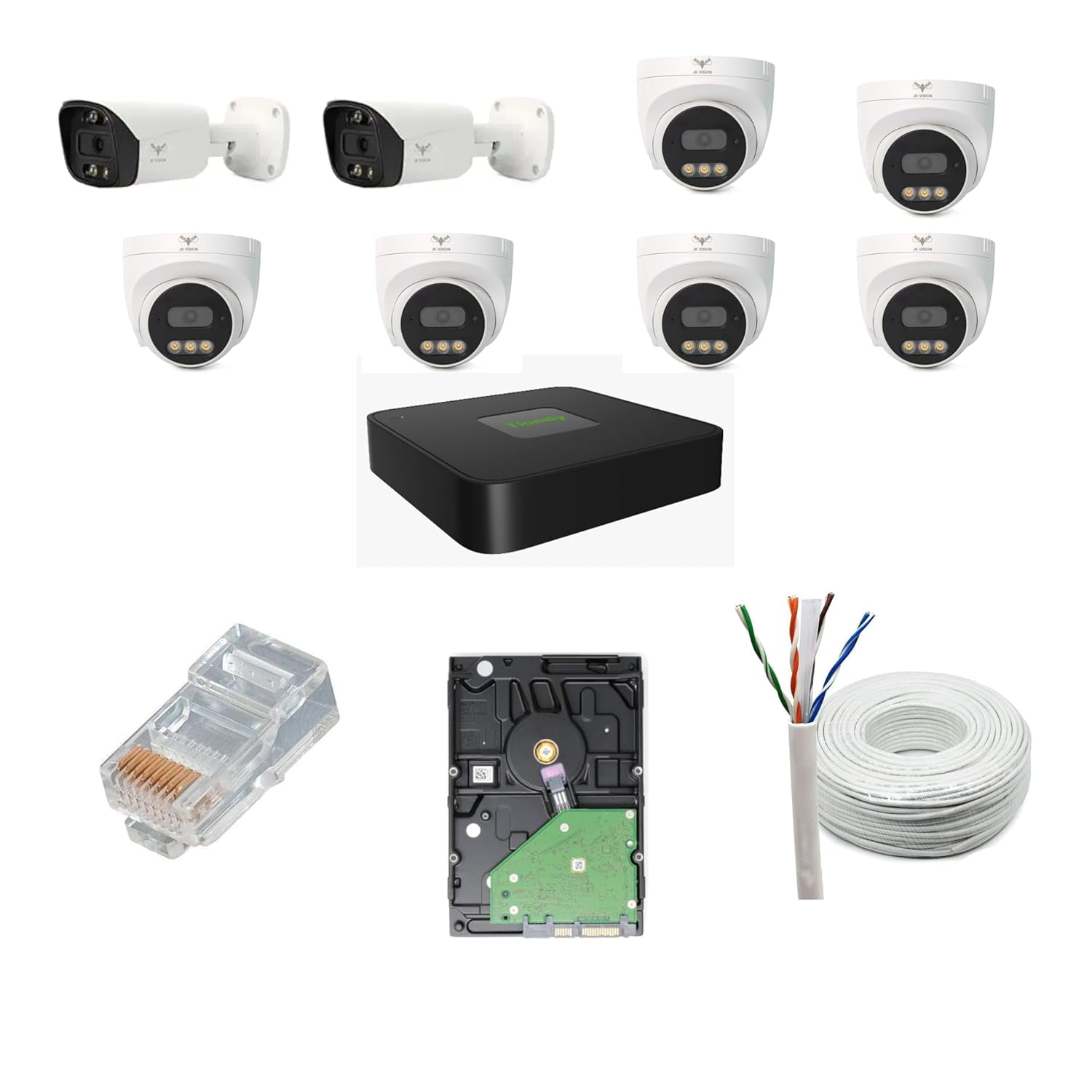 JK Vision 5MP CCTV IP Camera Full Set 2 Bullet 6 Dome 8 Channel NVR ...