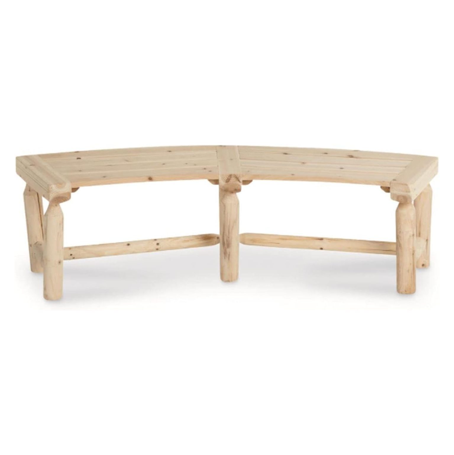 JKALHFDJ Curved Bench, Wood Log Bench Seat, Outdoor, Backyard, Rustic ...